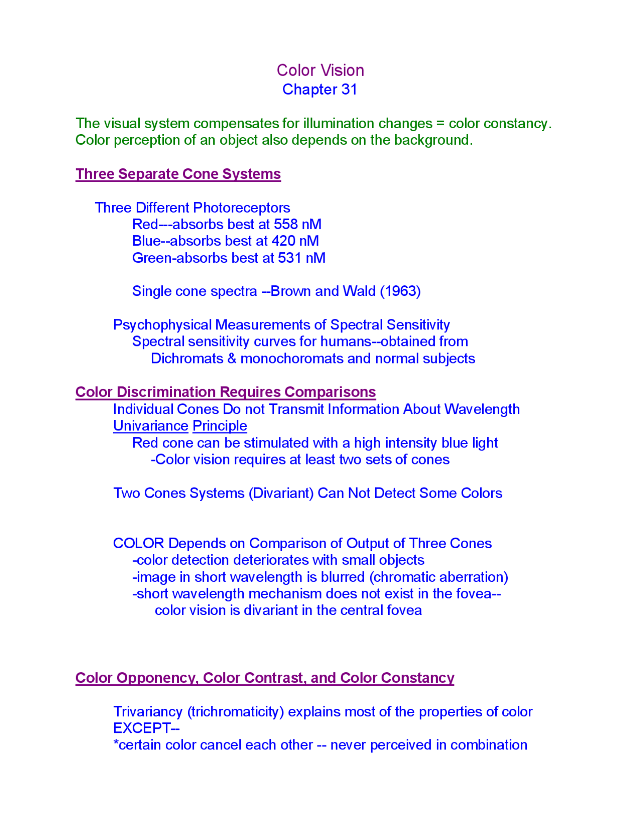 Three Separate Cone Systems in Vision and Visual Systems | BIOS 481 ...