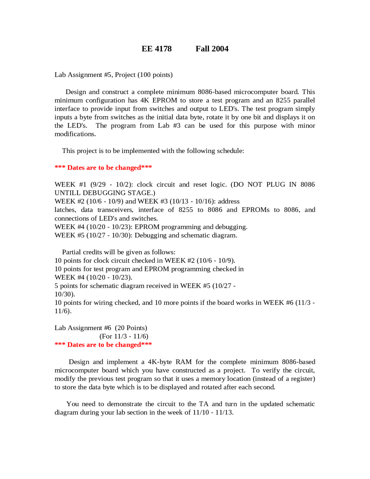 Laboratory For Electrical Engineering Assignment 5 Ee 4178 Docsity