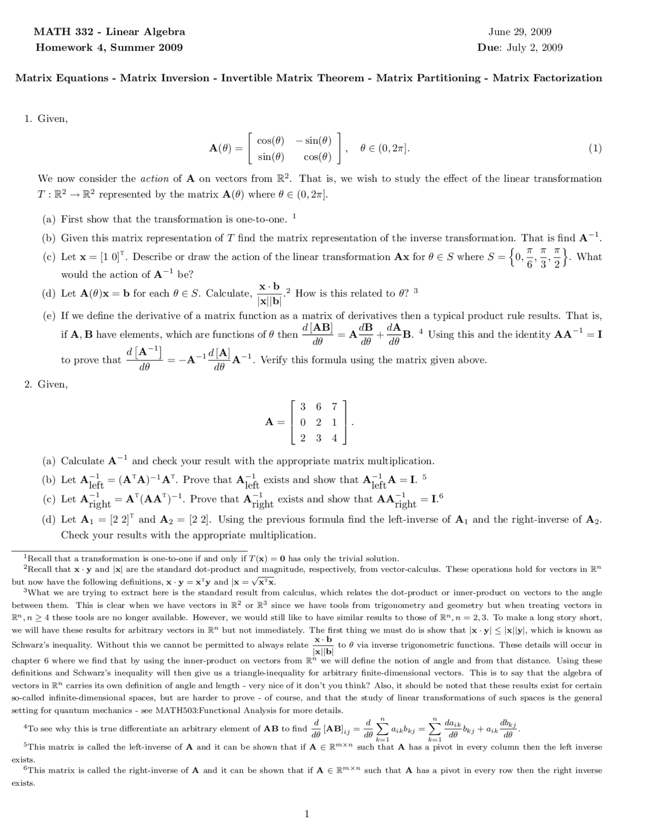 Problem Set 4 Solutions - Linear Algebra | MATH 332 | Assignments ...