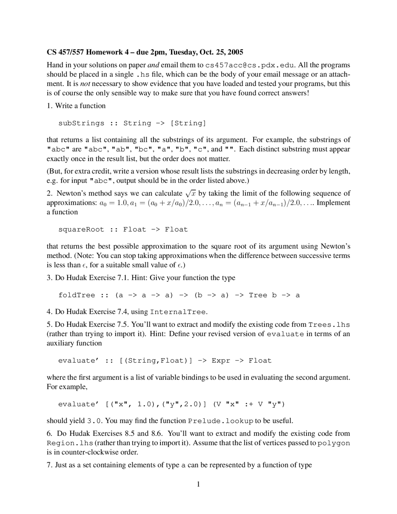 Homework 4 With 7 Practice Problems On Functional Languages Cs 457