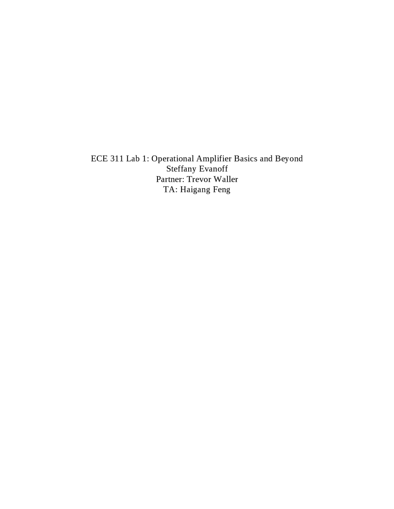 Operational Amplifier Basics And Beyond Lab 1 Ece 311 Docsity