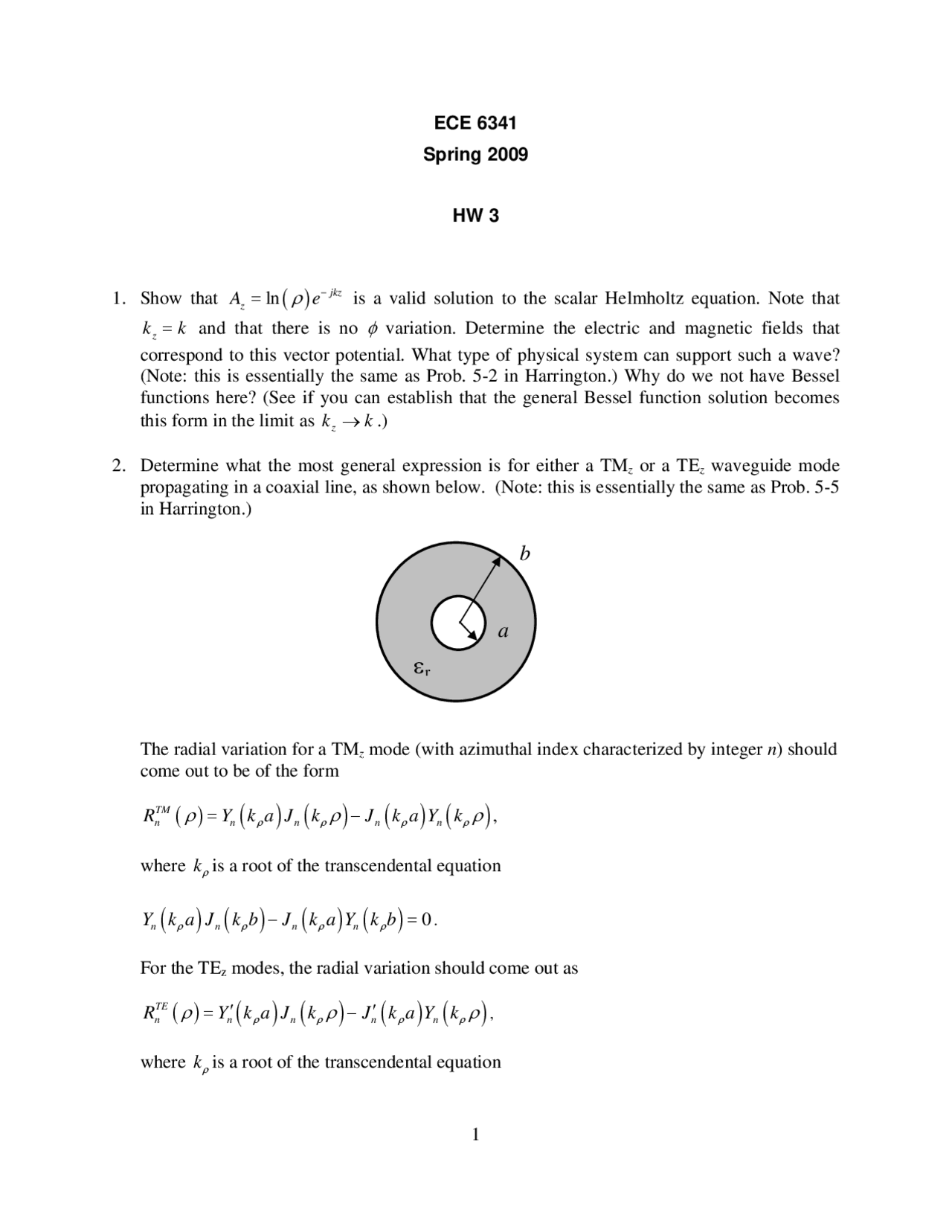 Advanced Electromagnetic Waves Problem Set 3 Solutions Ece 6341