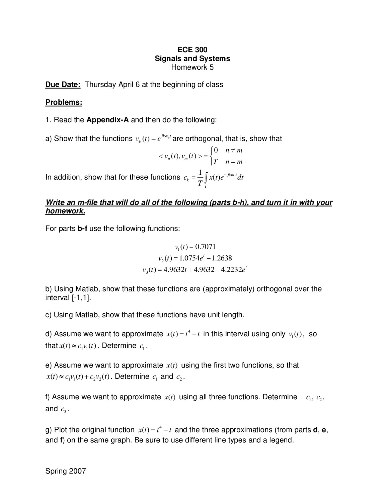 Practice Problems On Signals And Systems Homework 5 Ece 300 Docsity