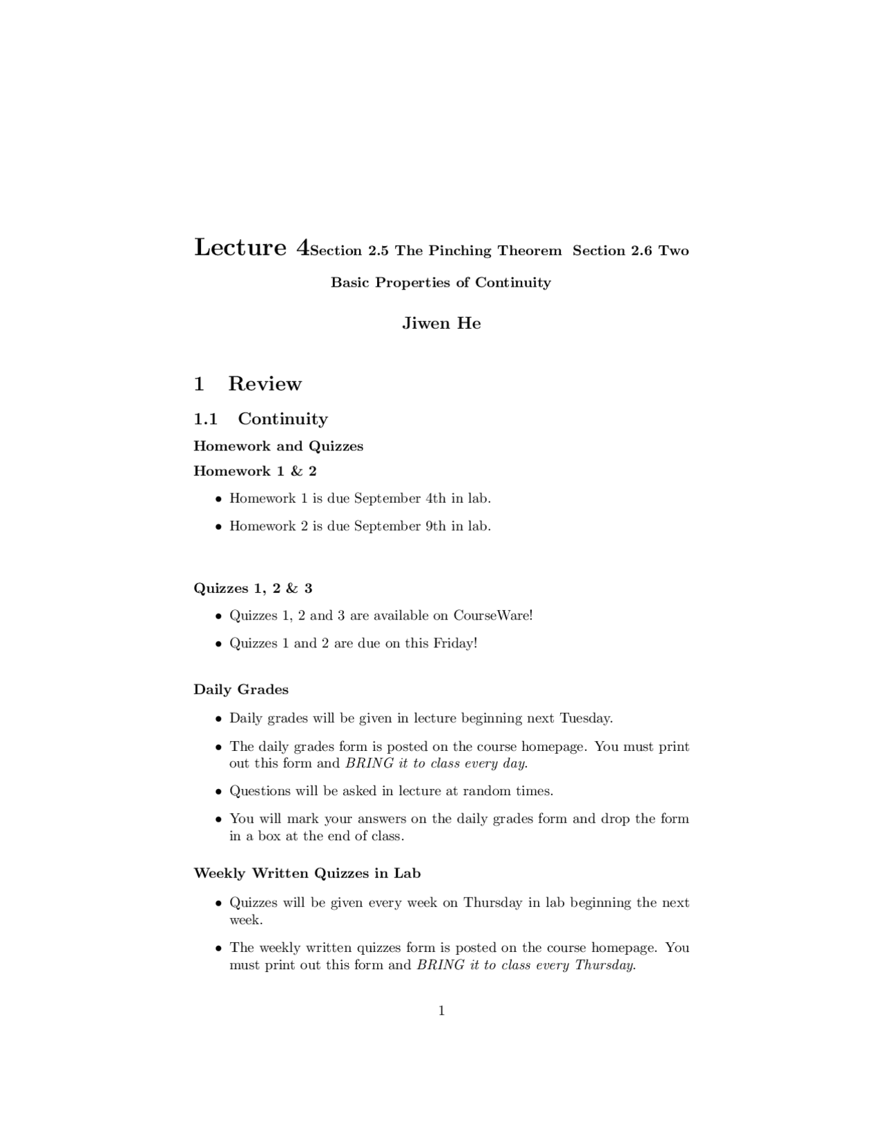 Calculus I Homework 1 Solutions Math 1431 Assignments Calculus Docsity