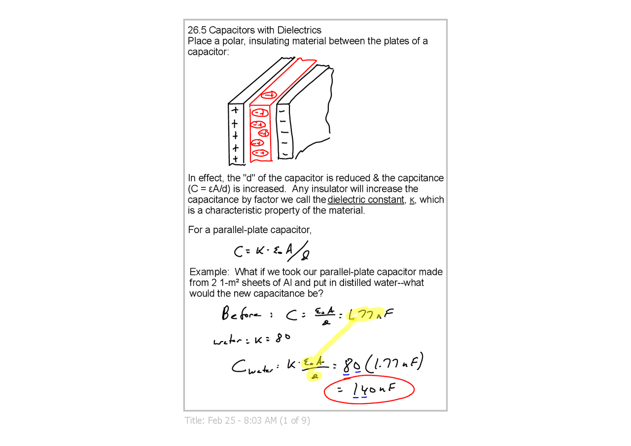 Chapter 27 Current And Resistance Notes Phys 2110 Docsity