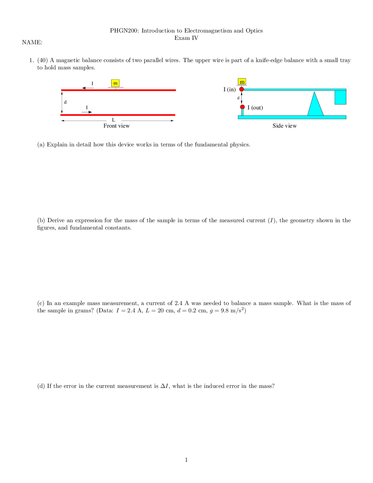 Introduction To Electromagnetism And Optics Phgn 200 Docsity