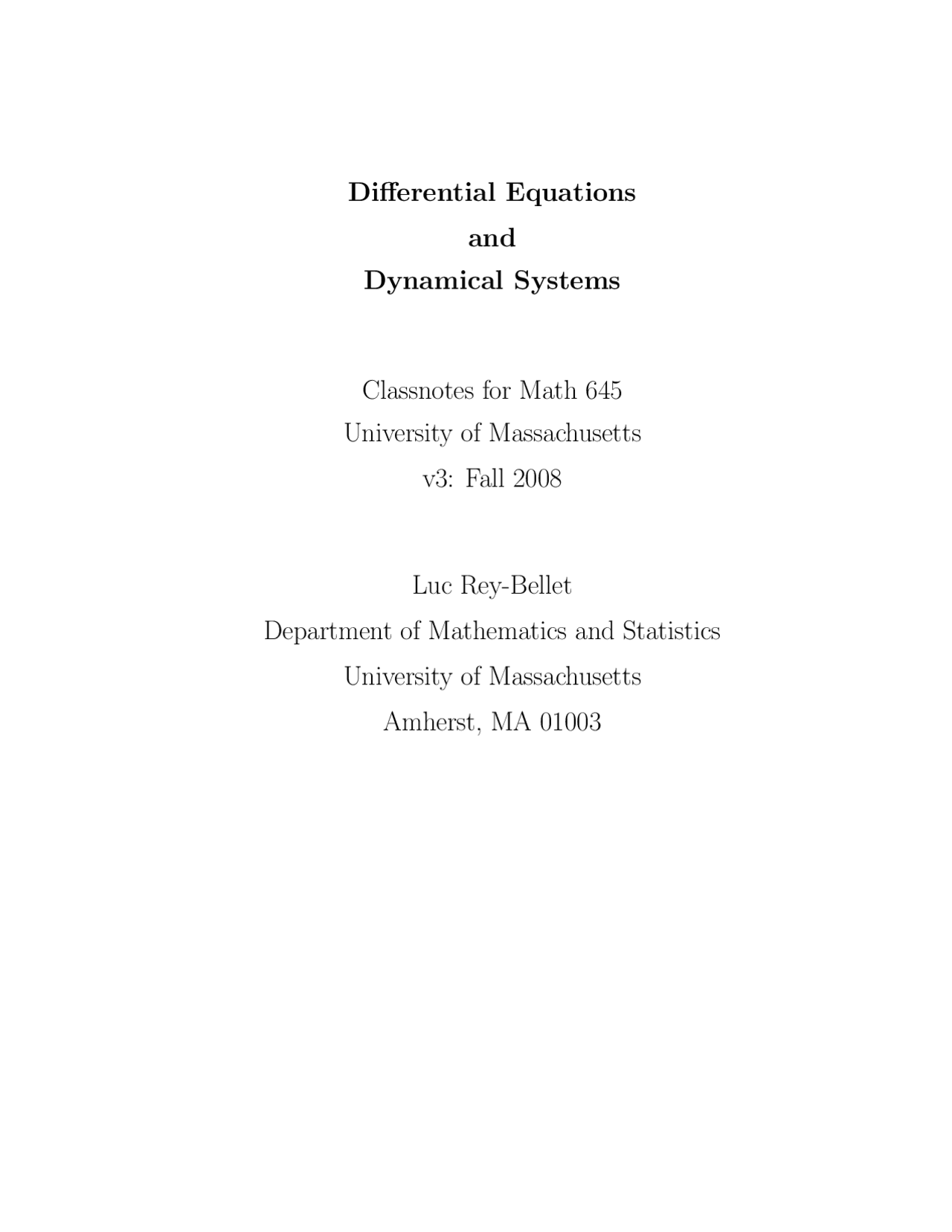 Study Guide for Differential Equations and Dynamical Systems | MATH 645 ...