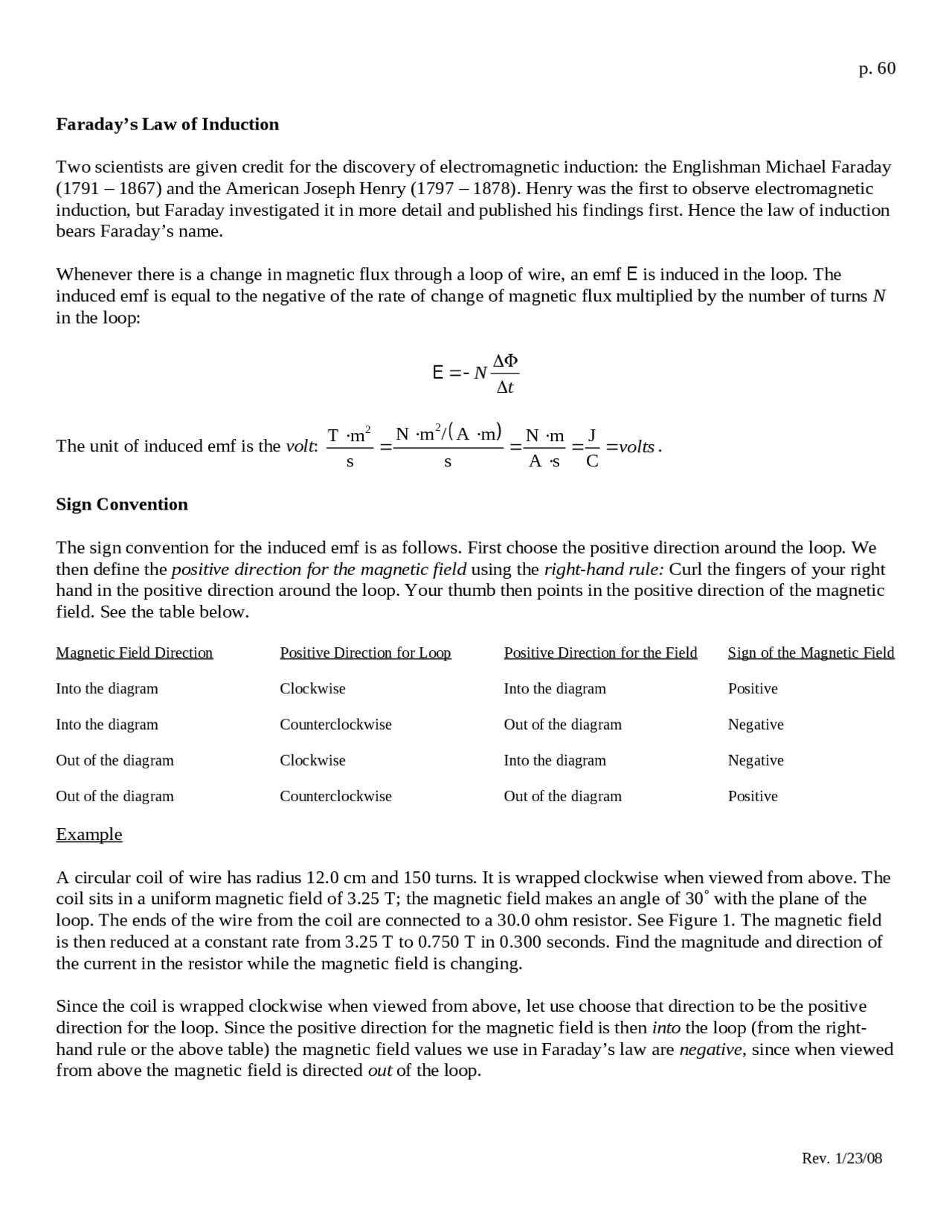 Faradays Law Of Induction Lecture Notes Phys 112 Docsity