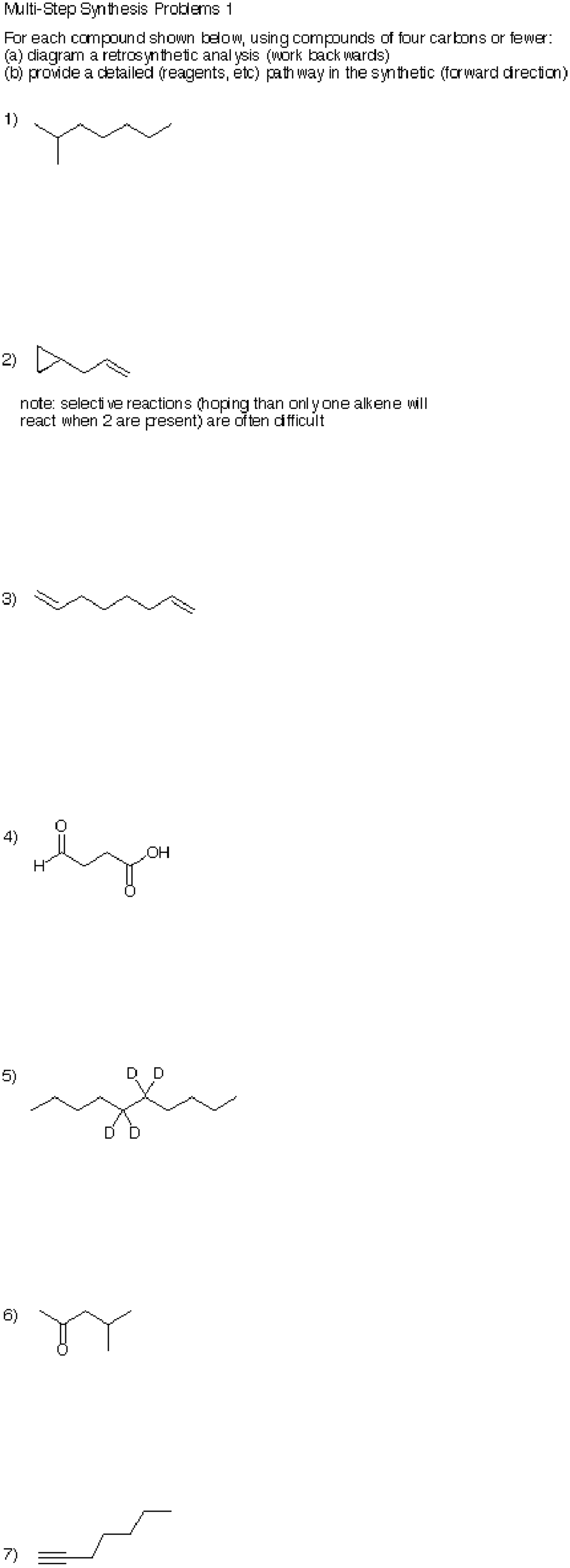 Organic Chemistry I - Multi Step Synthesis Problem 1 | CHEM 211 - Docsity