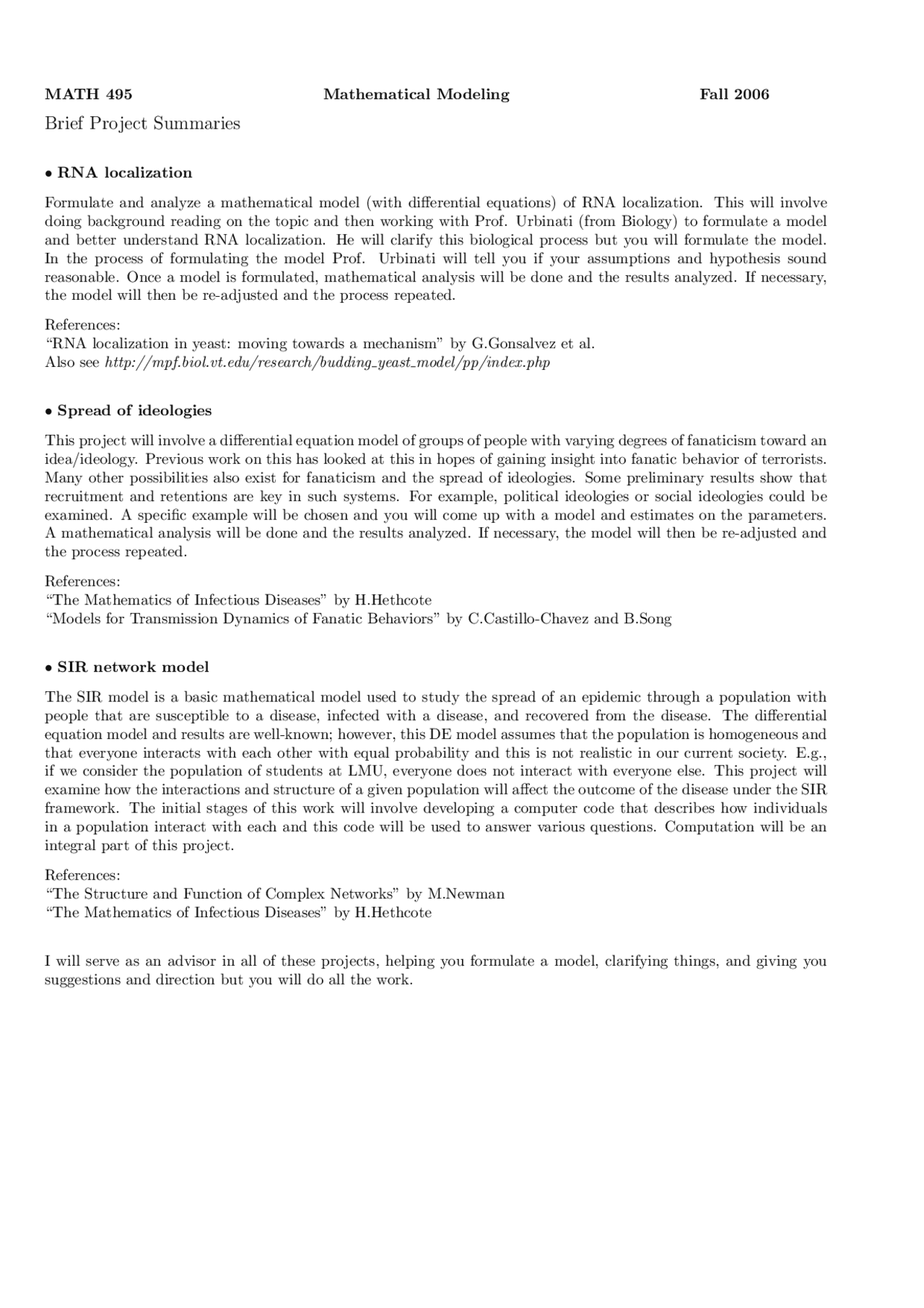 Rna Localization And Spread Of Ideologies Mathematical Modeling Math 495 Docsity