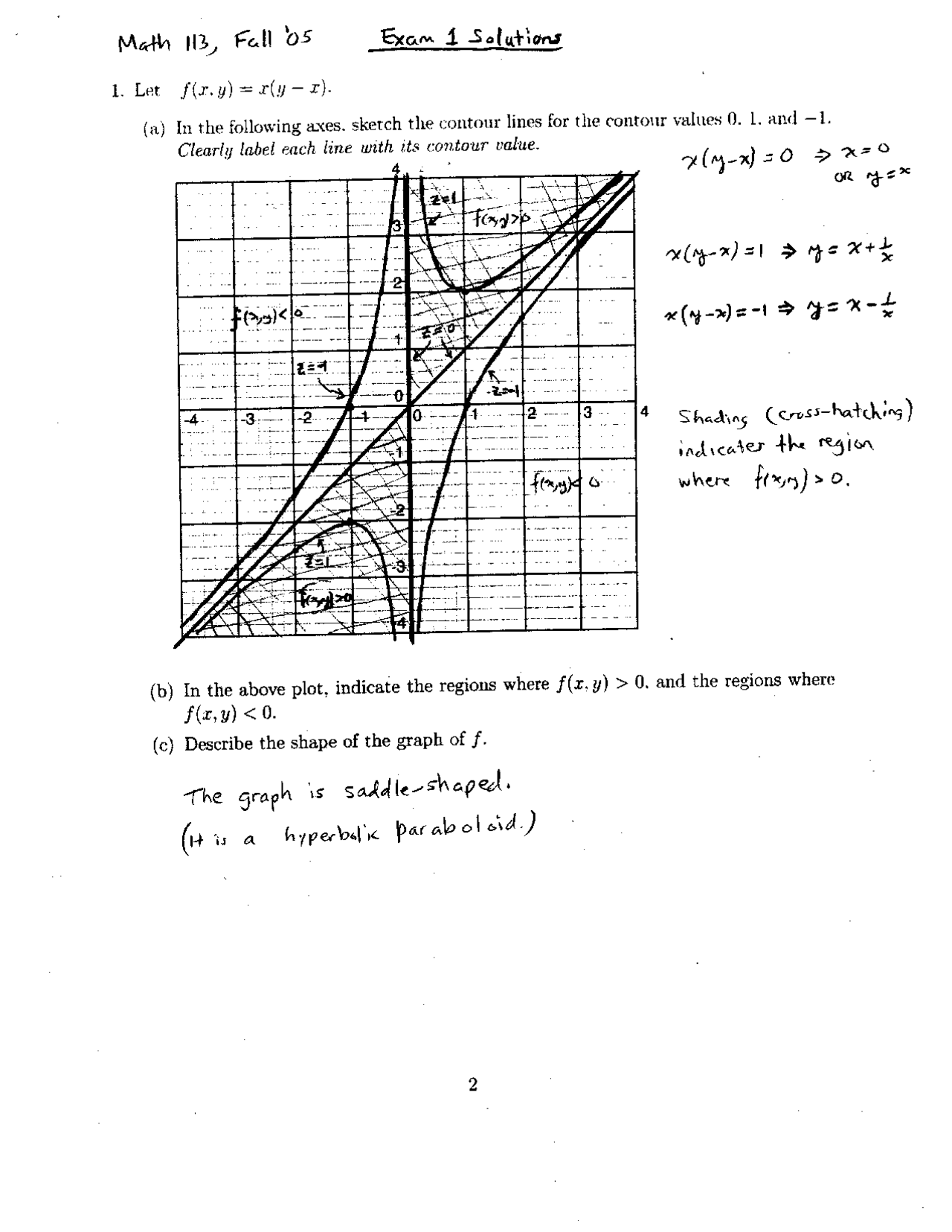Exam 1 Solutions Calculus Iii Multivariable Math 113 Docsity