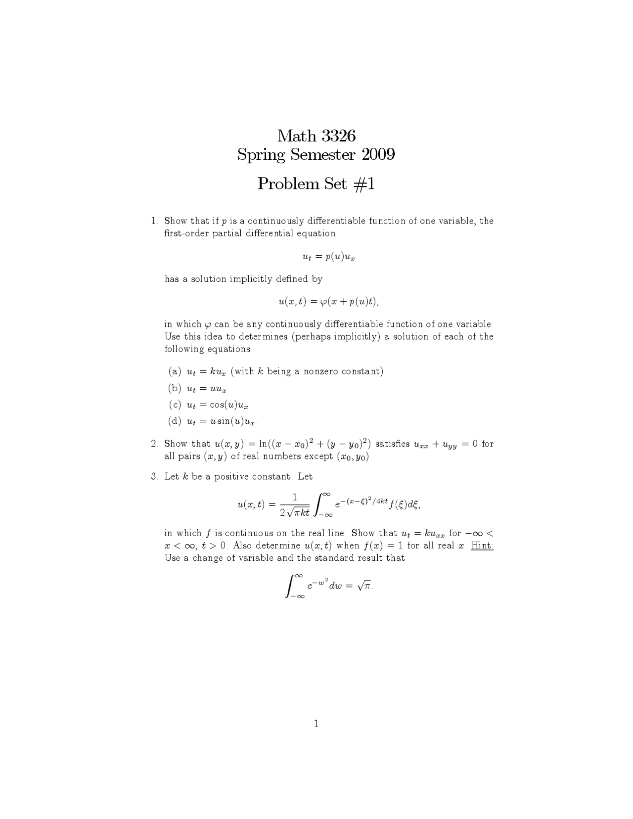 30 Solved Problems On Partial Differential Equations Assignment Mth