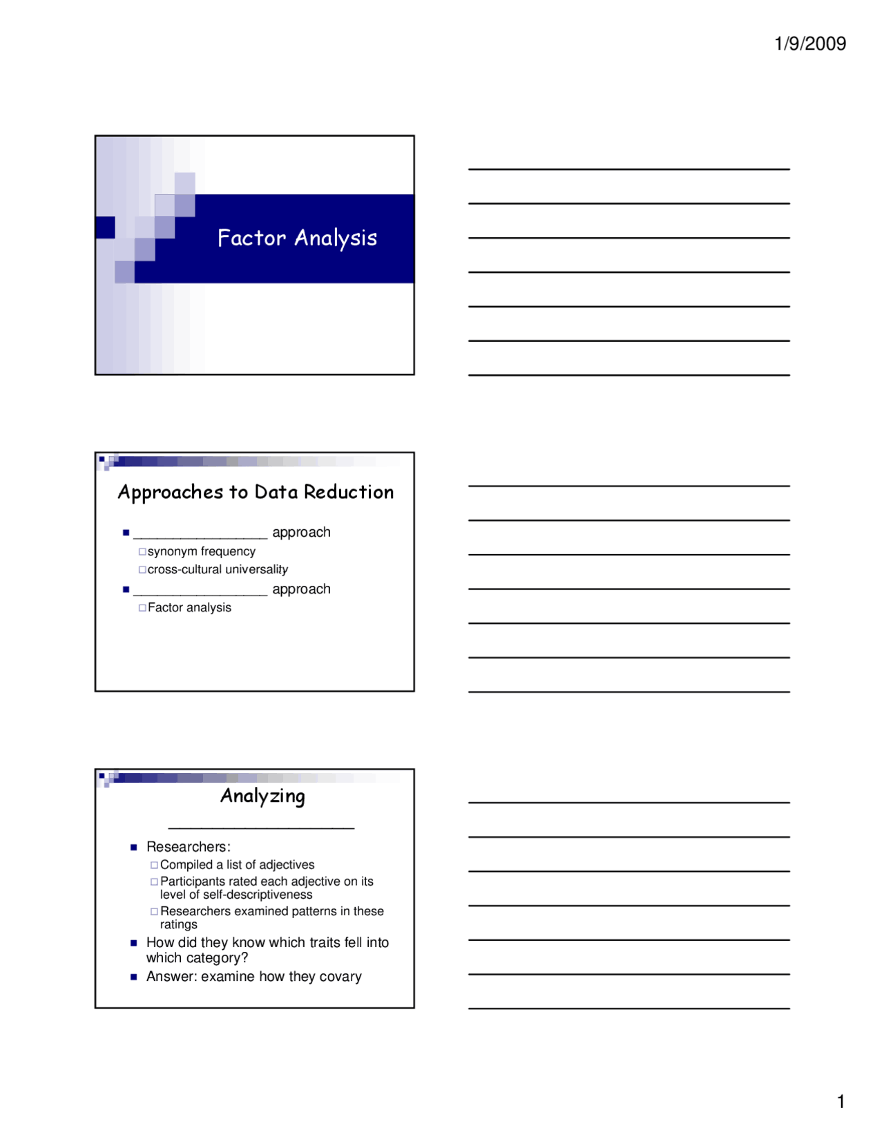 Factor Analysis Lecture Slides Psy 862 Docsity
