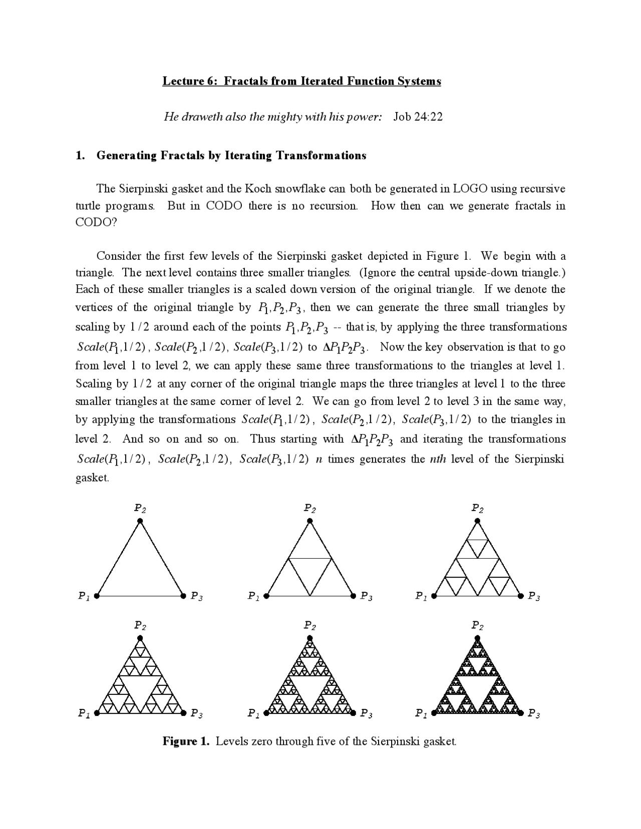 Fractals From Iterated Function Systems Lecture Notes Comp 360