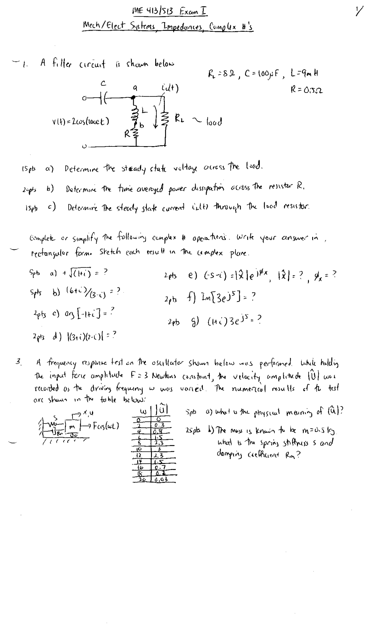Solved Questions For Exam 1 Engineering Acoustics Me 413 Docsity