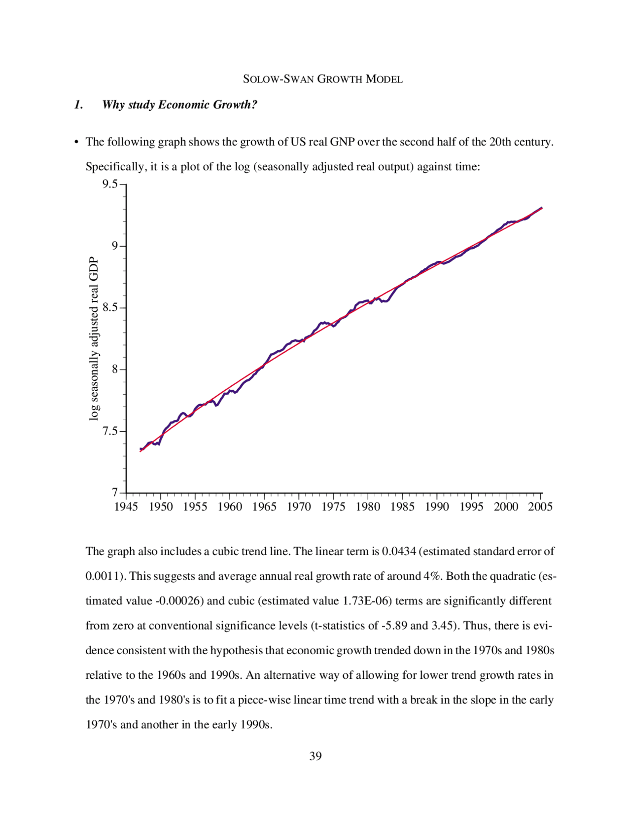 Lecture Notes on Solow-Swan Growth Model | ECON 502 | Study notes ...