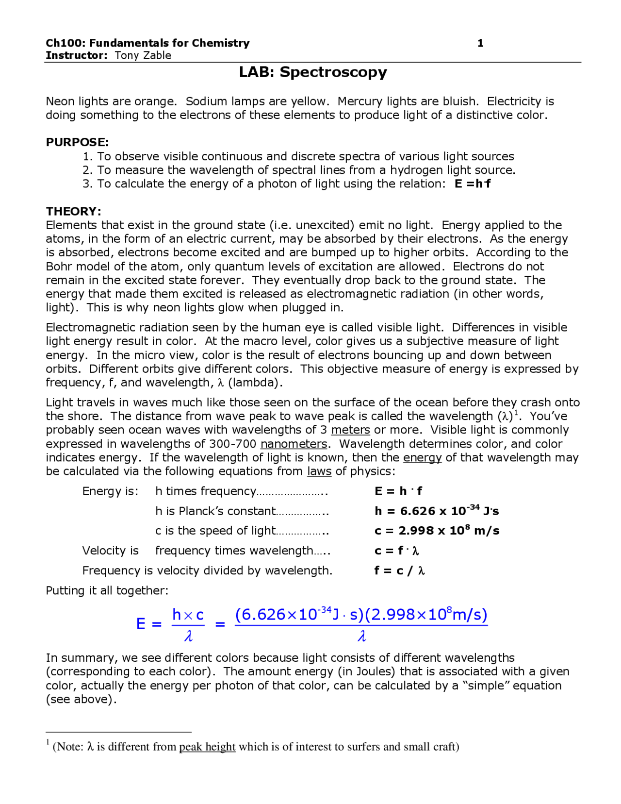 An Introduction To Spectroscopy In Fundamentals Of Chemistry Ch 100
