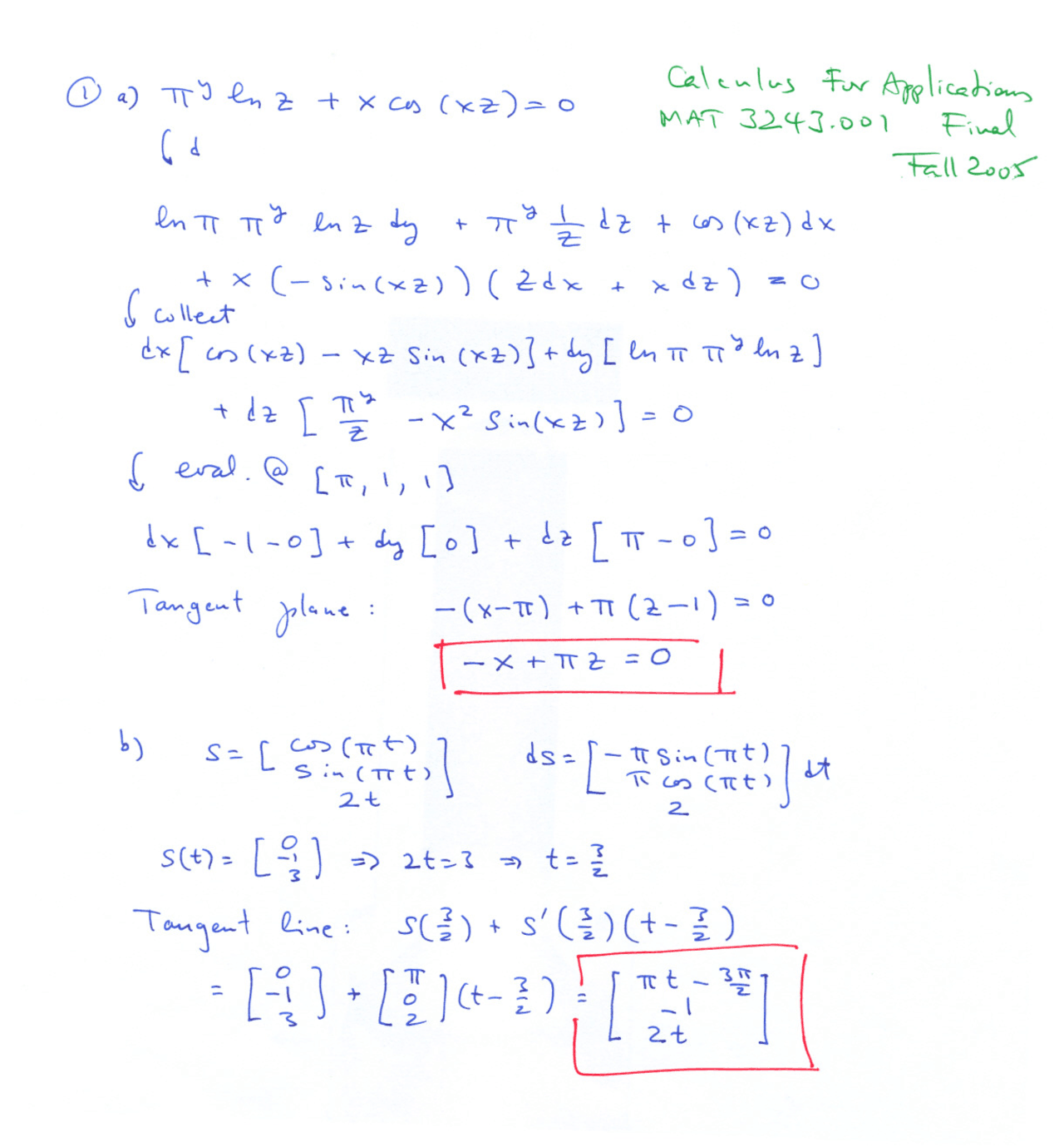 Solutions To Final Exam Calculus For Applications Mat 3243 Docsity