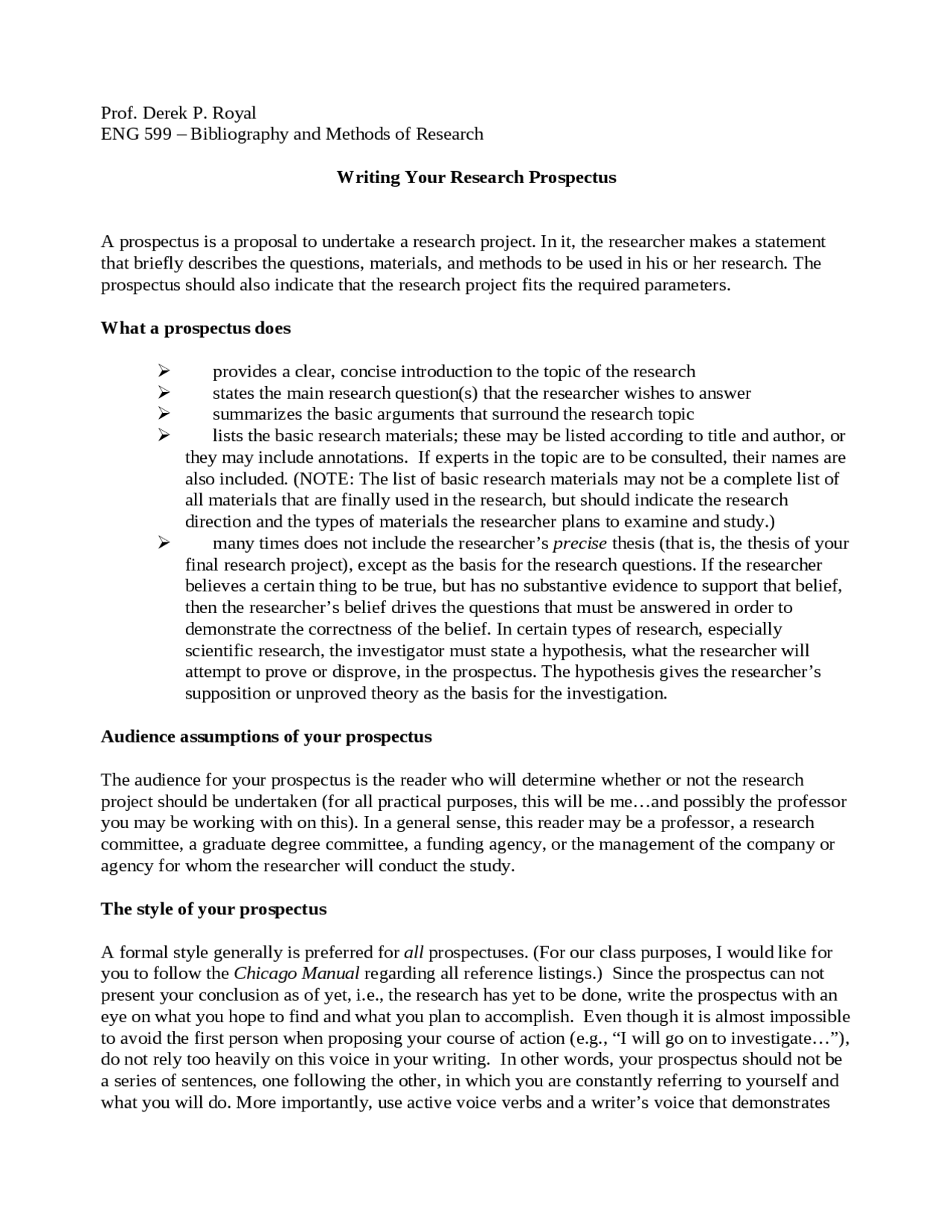 Bibliography and Methods of Research - Writing Your Research Prospectus ...