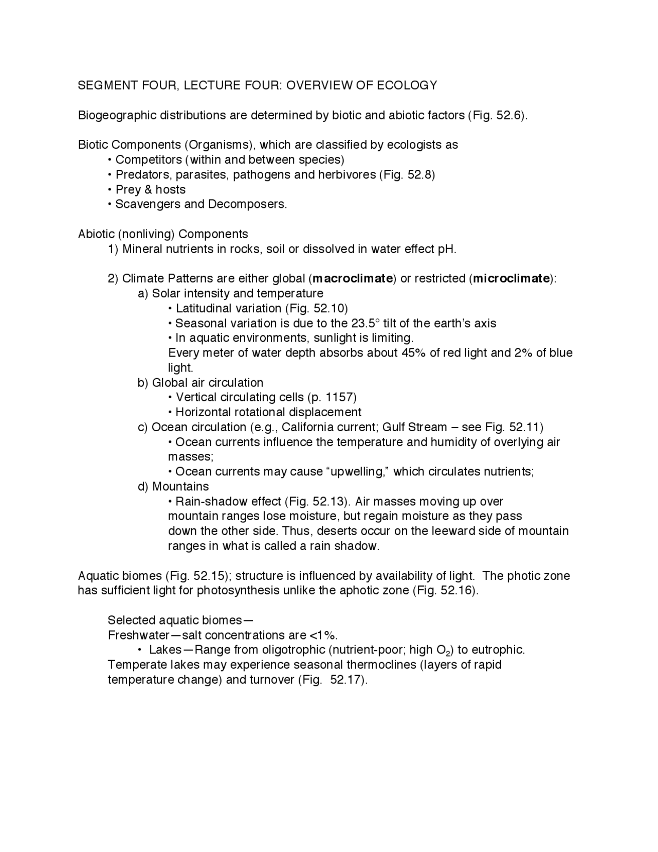 Fundamentals Of Biology Ii Overview Of Ecology Bios 209 Docsity