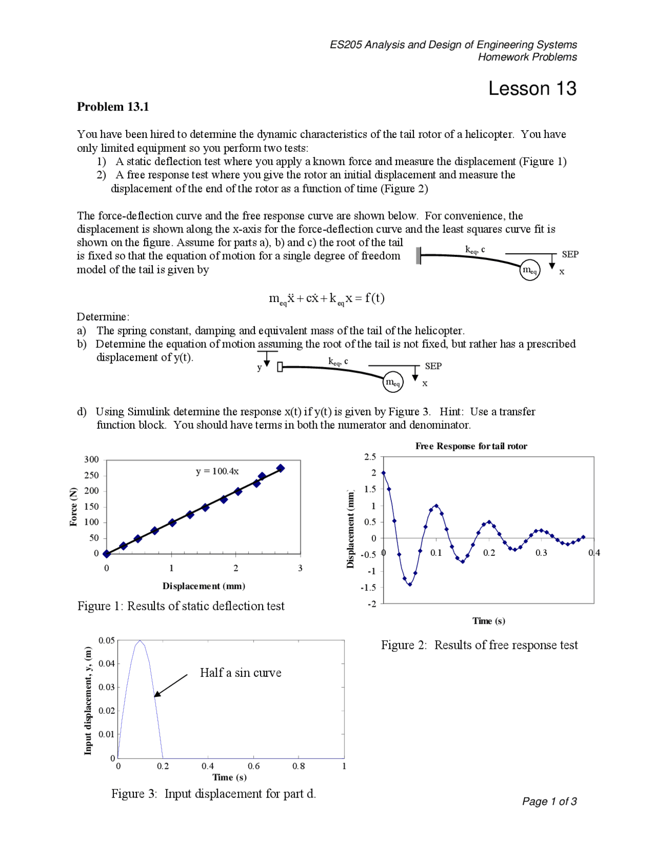 Homework Problems Analysis And Design Of Engineering System Es 205 Docsity