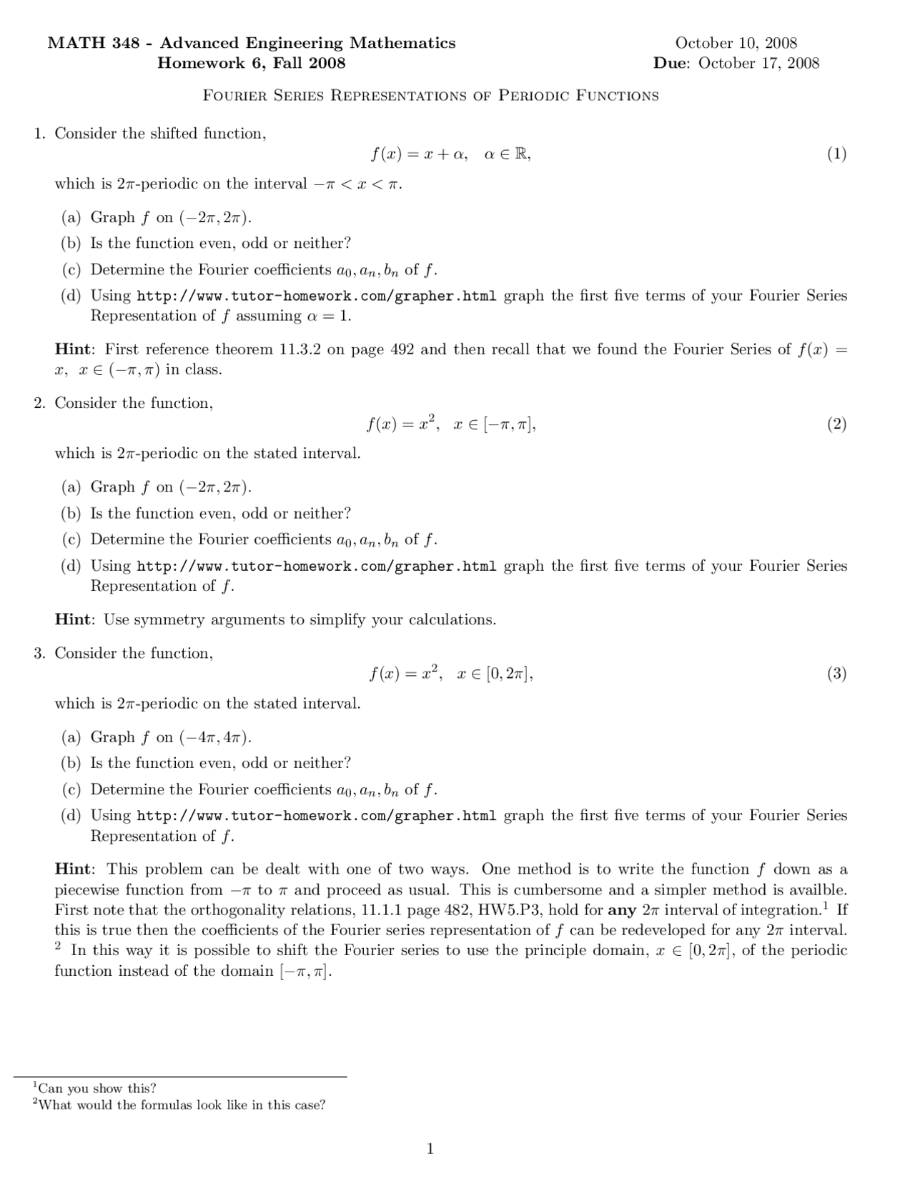4 Questions On Advanced Engineering Mathematics Assignment 6 Math