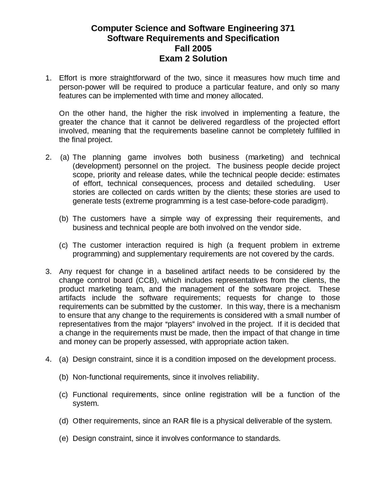 Software Requirements Exam 2 With Solutions Csse 371 Docsity