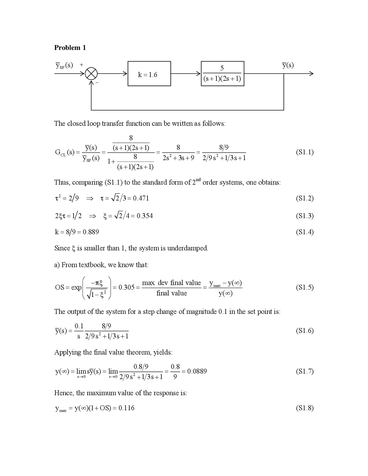 Process Dynamics And Control Assignment 5 Sample Questions Chbe 470