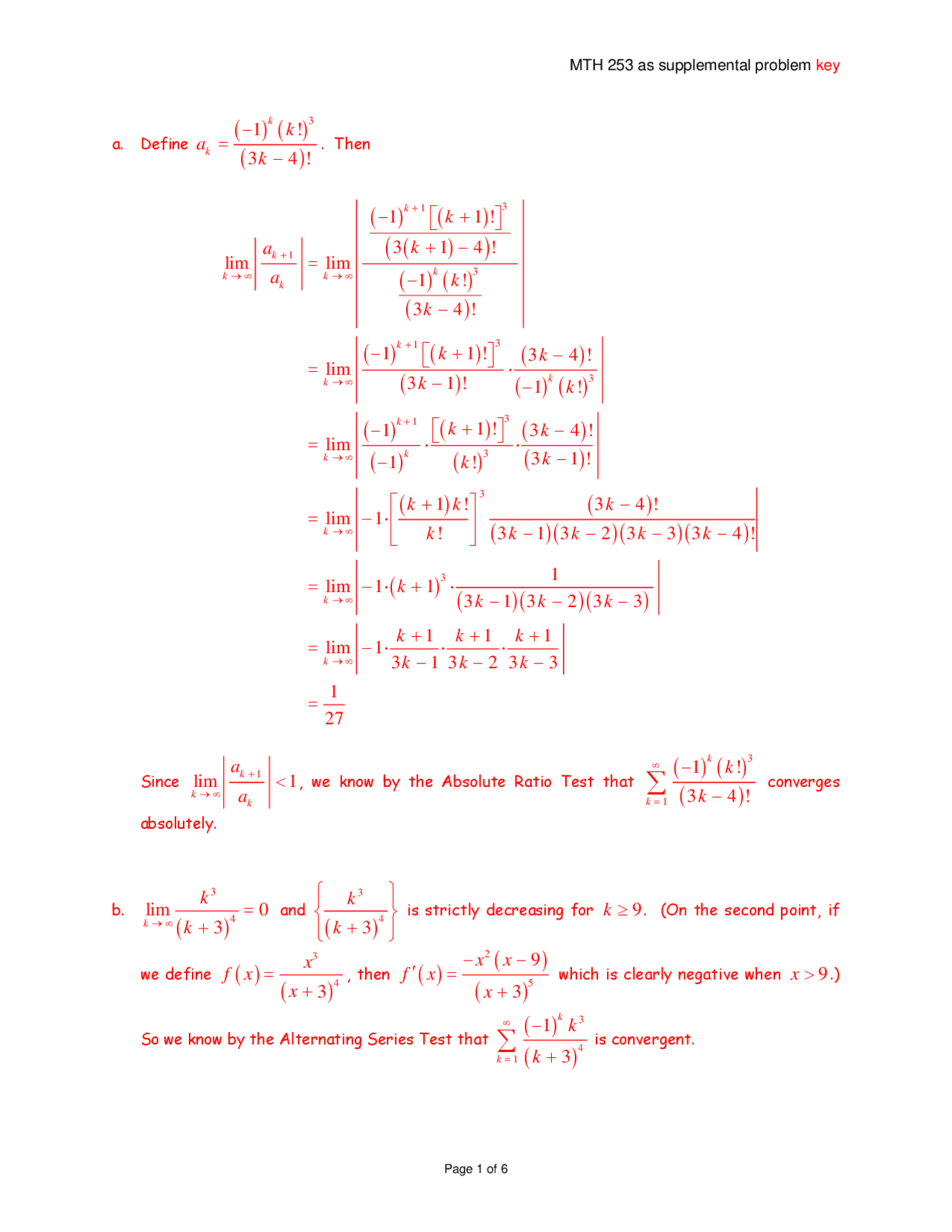 2 Solved Problems On Absolute Ratio Test Assignment Mth 253 Docsity
