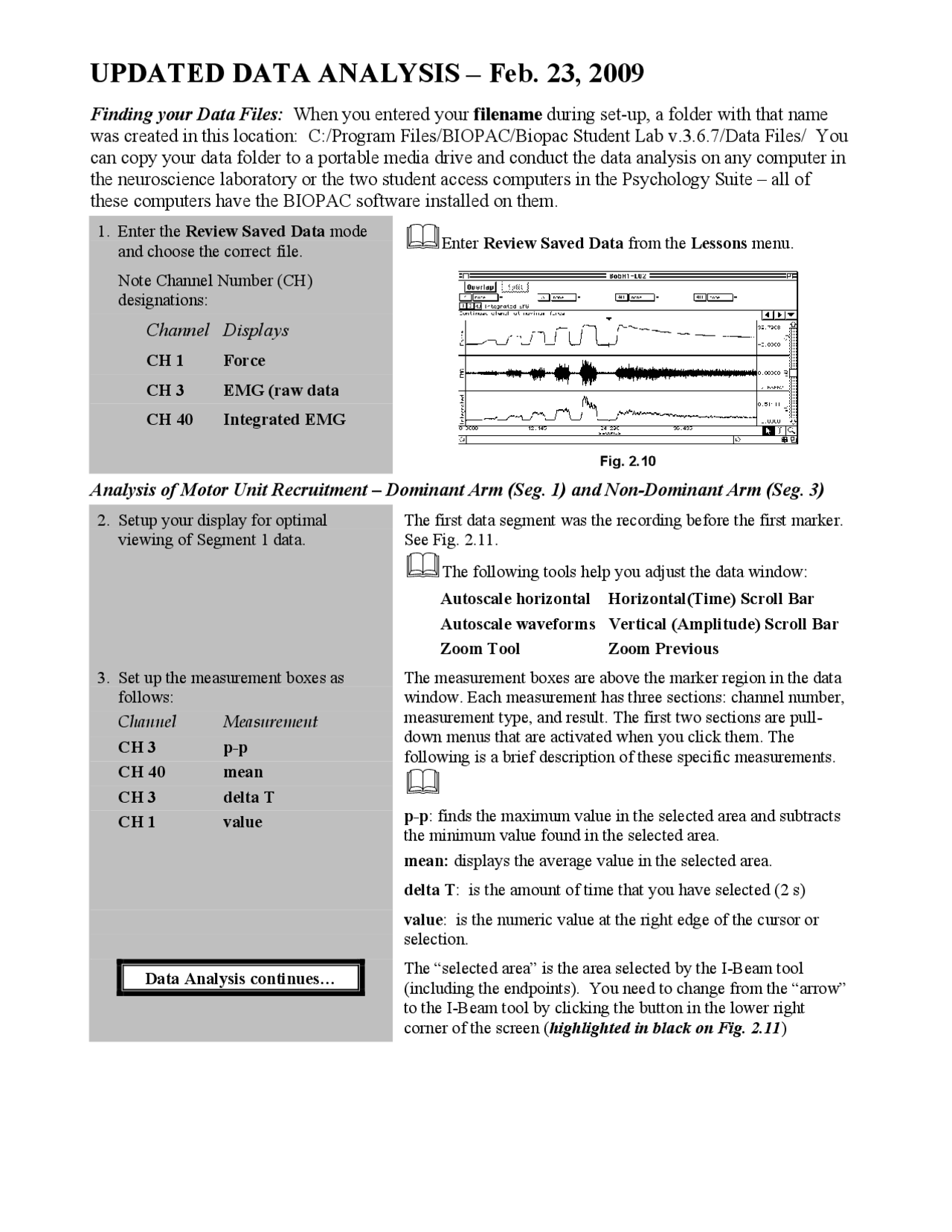 Updated Data Analysis Biological Psychology Lab Psy 230 Docsity