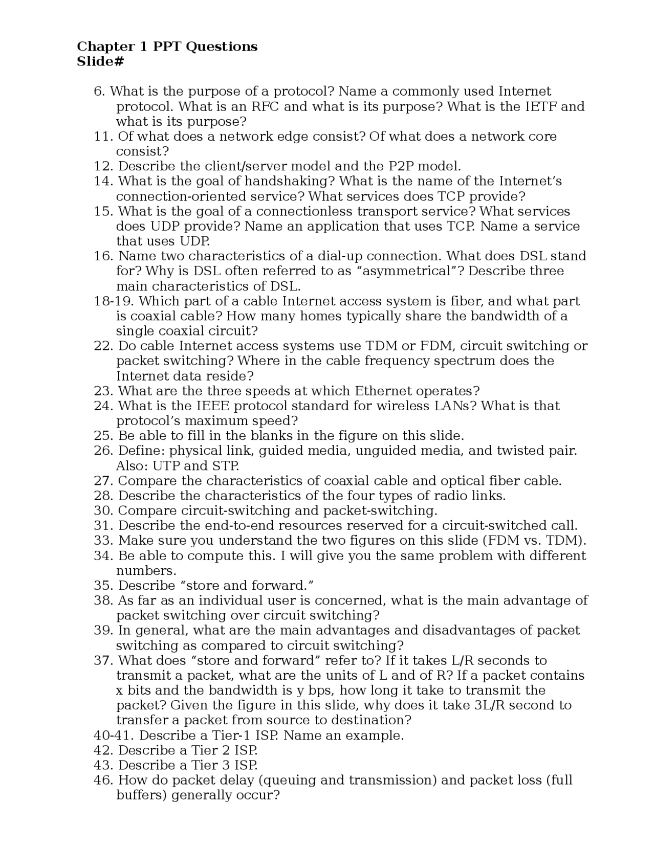 Ppt Questions Computer Networking Ecpe 177 Docsity