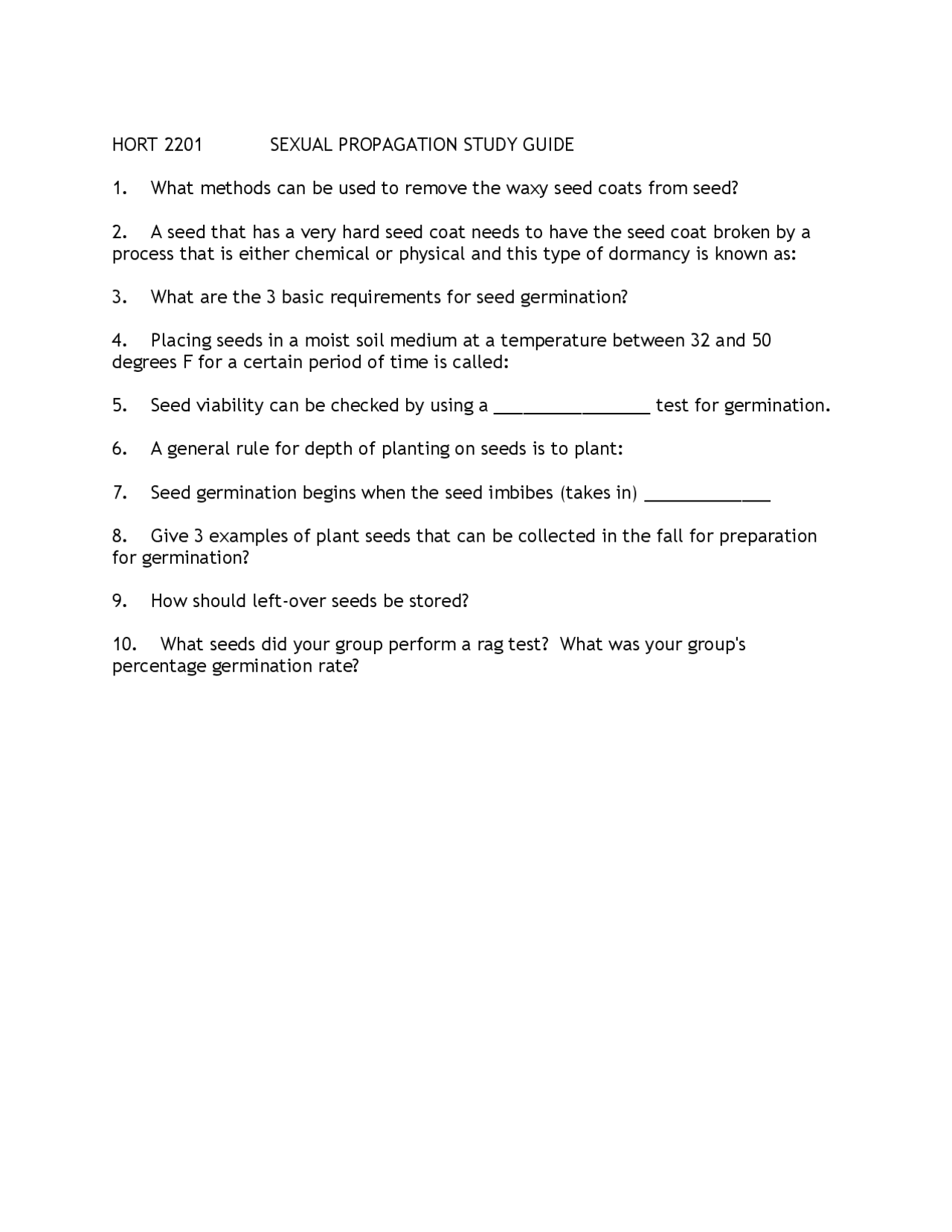 Sexual Propagation Study Guide - Electrochemistry | HORT 2201 - Docsity