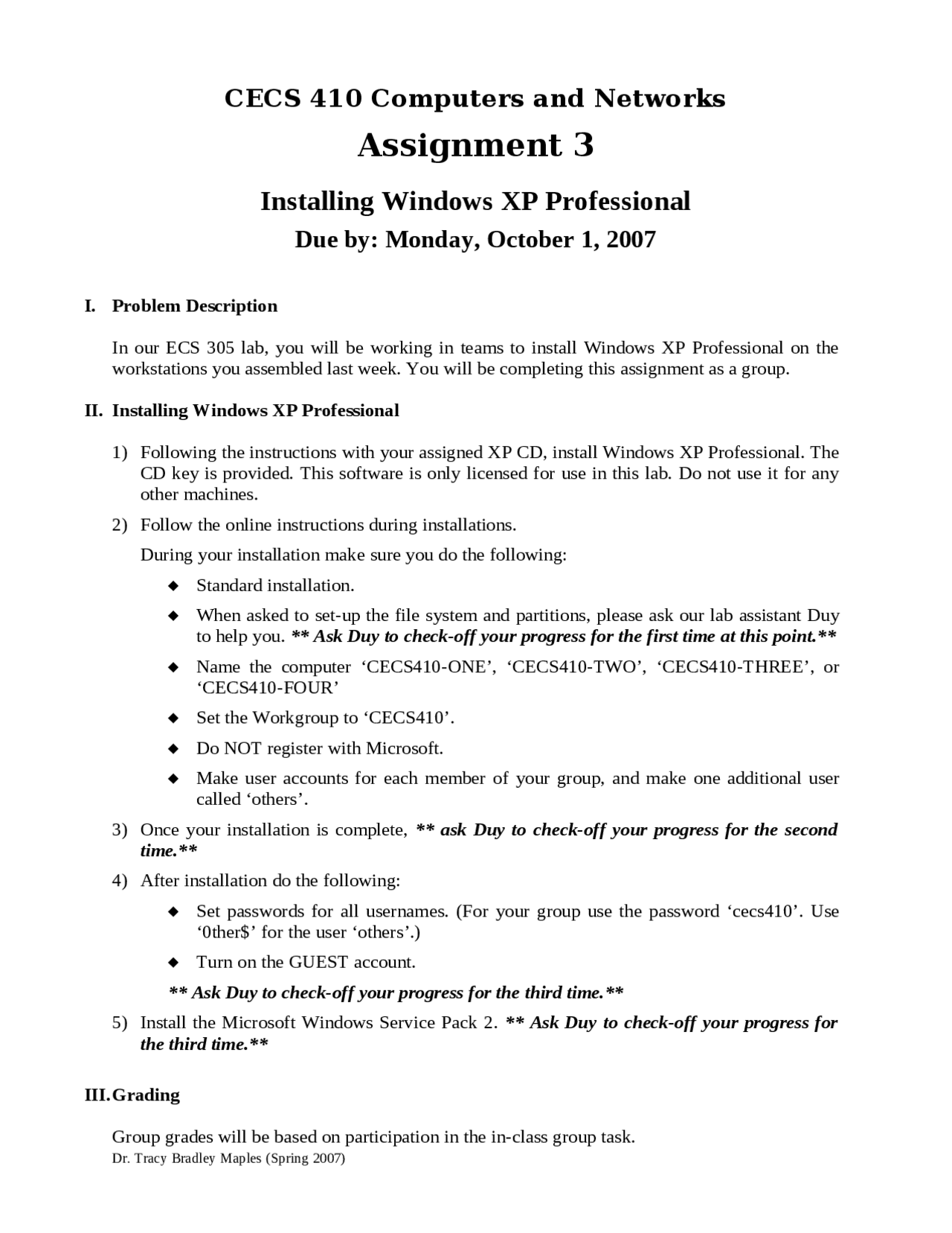 Installing Windows Xp Professional Computers And Networks Cecs 410 Docsity