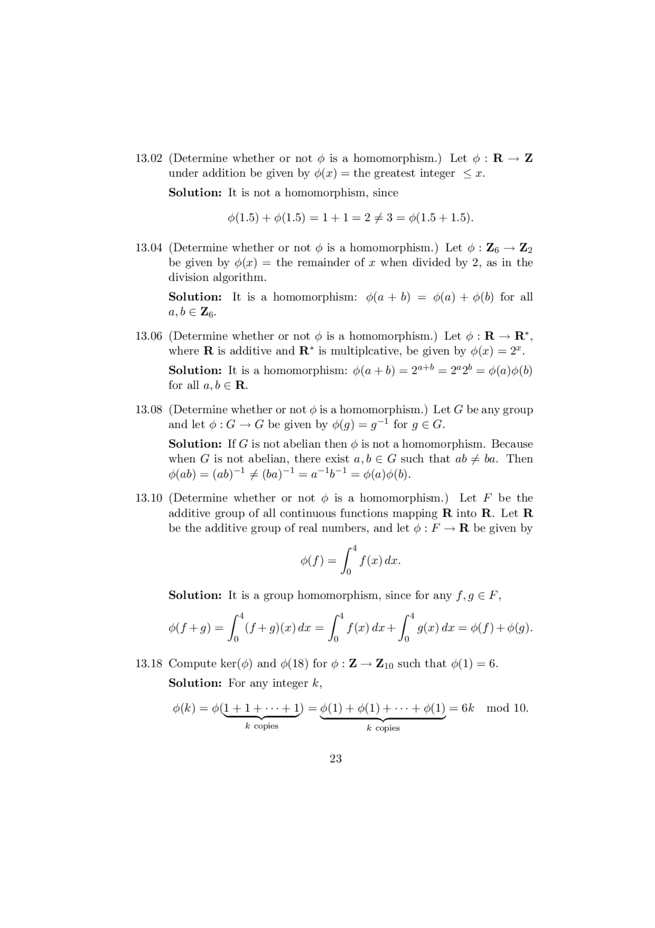 Solved Problems on Homomorphism - Assignment 13 | MATH 5310 ...