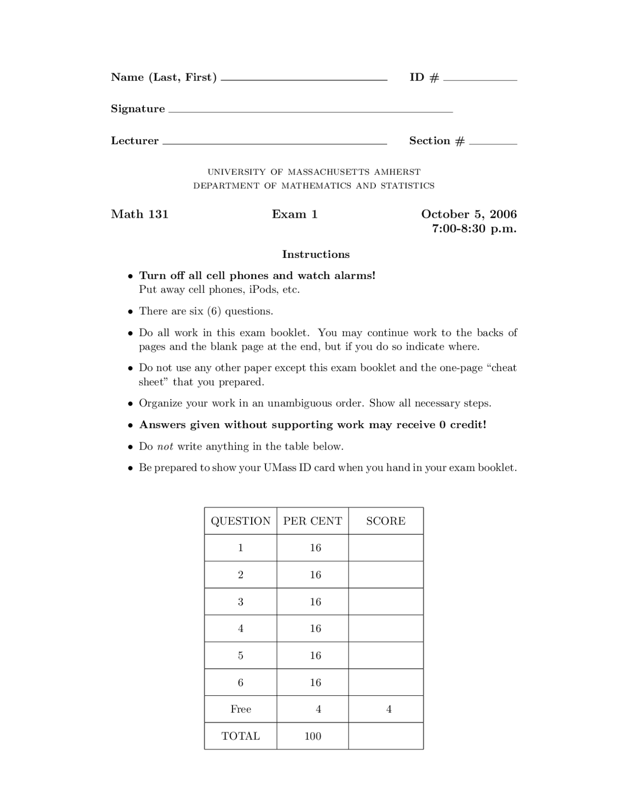 Exam 1 Practice Questions Calculus I Math 131 Docsity