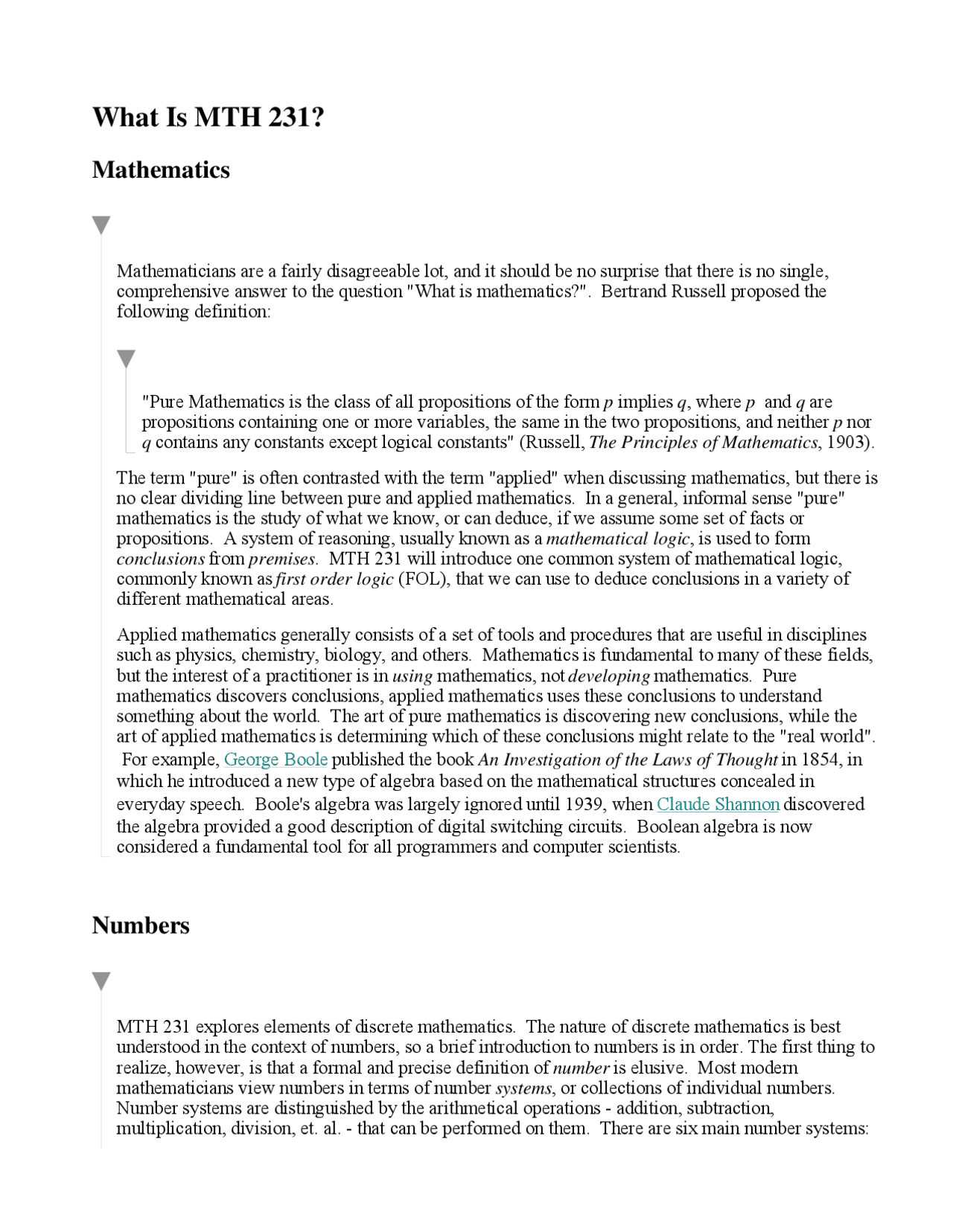 What Is Mathematics Lecture Notes Elements Of Discrete Mathematics I Mth 231 Docsity