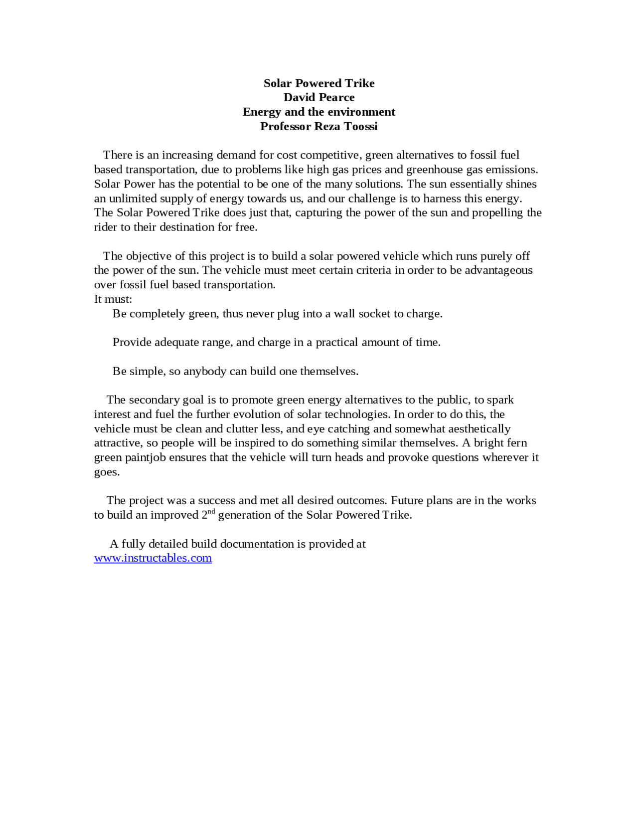 Solar Powered Trike: Building a Green and Efficient Vehicle - Prof ...