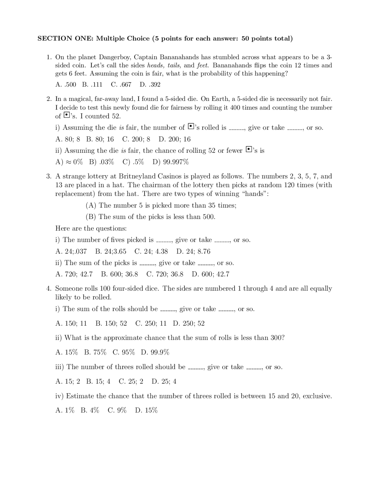 7 Mcqs In Exam 2 Introduction To Statistics Math 102 Exams
