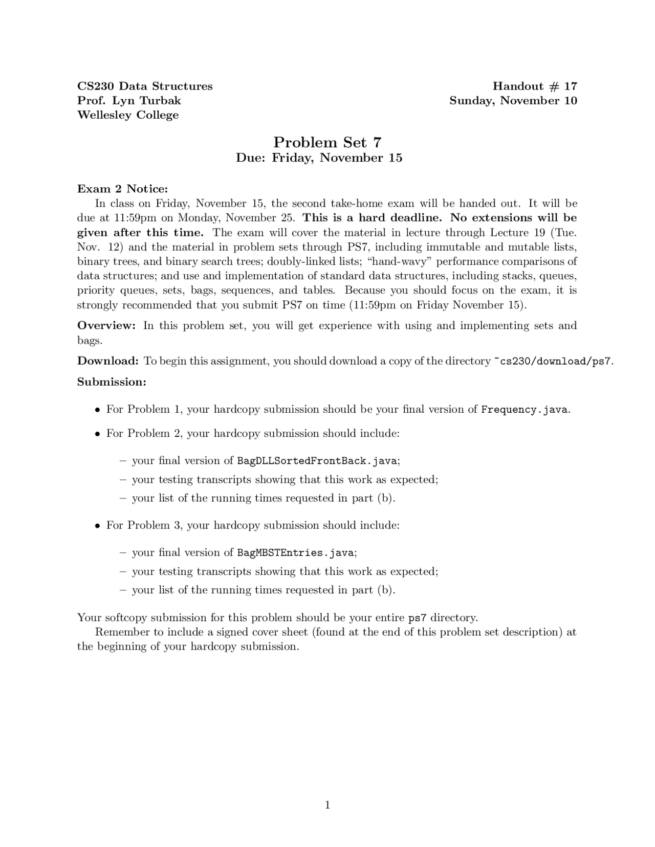 Problem Set 7 Solutions For Data Structures Cs 230 Docsity 1690