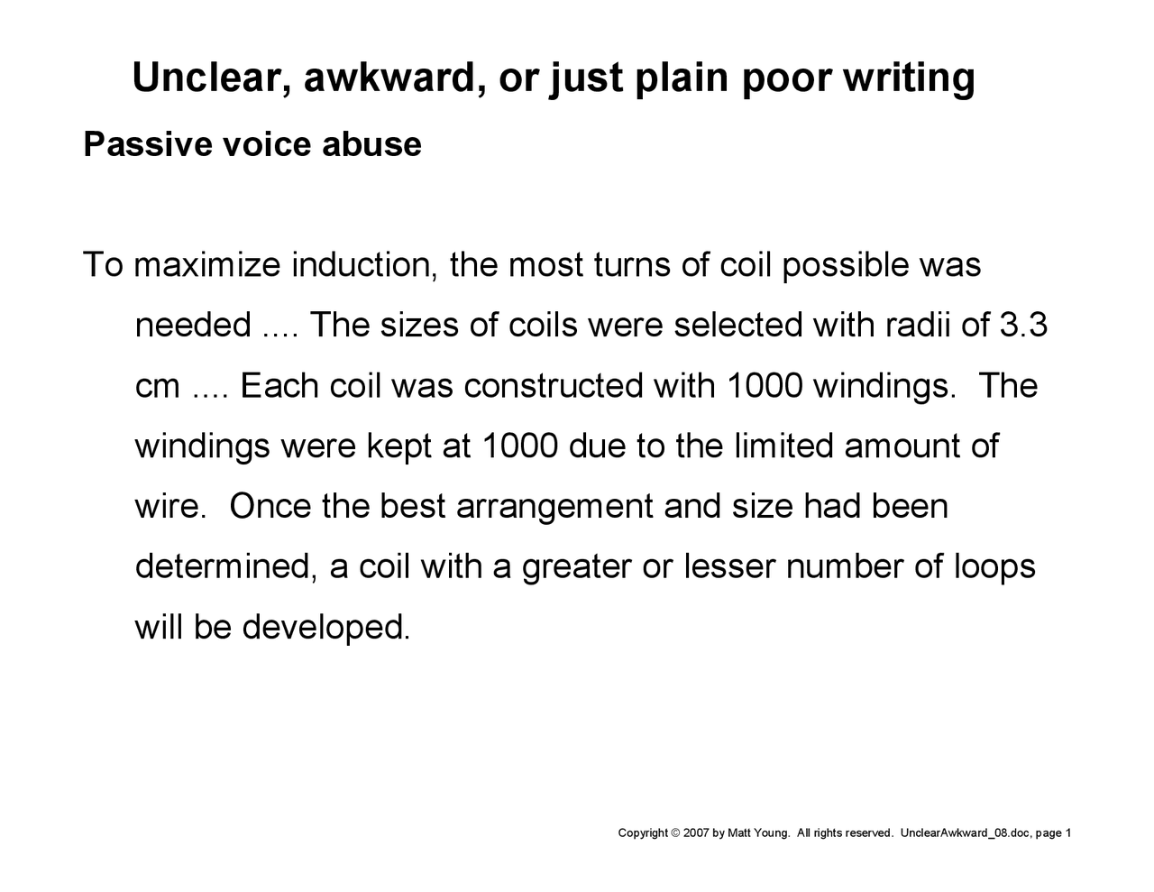 Guidance on Improving Writing Style: Avoiding Unclear, Awkward, and ...