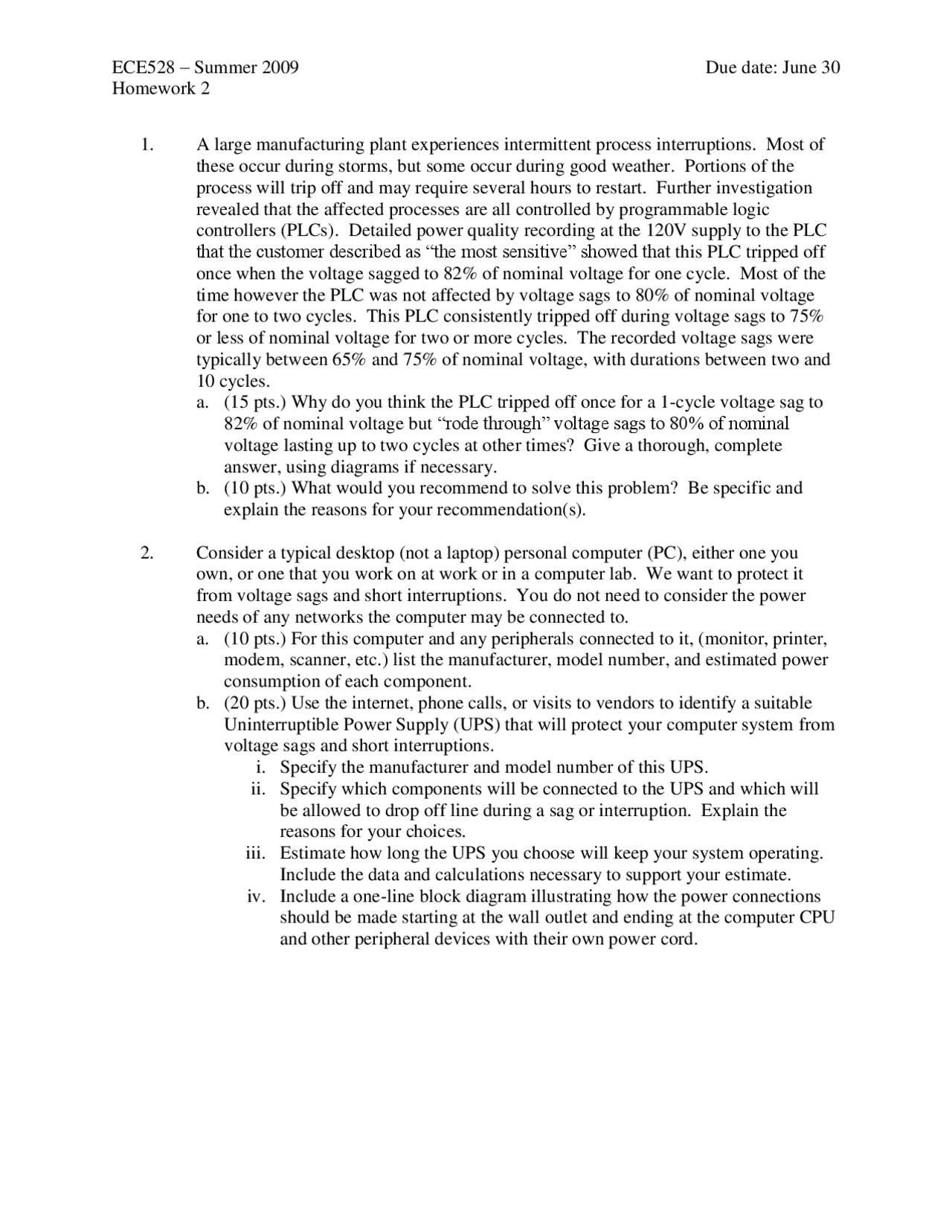Understanding Power Quality Assignment 2 Questions Ece 528 Docsity