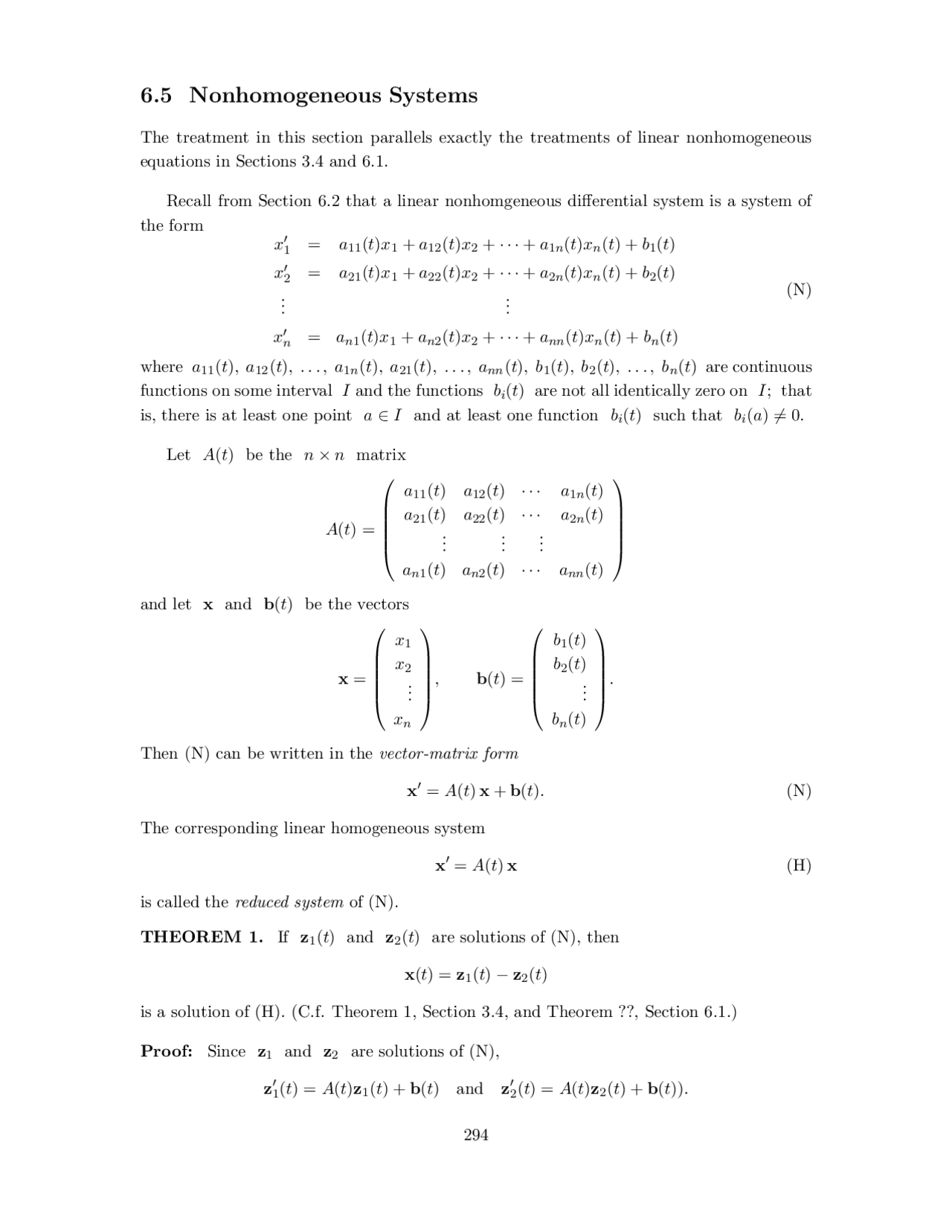 Notes On Nonhomogeneous Systems And Theorems Math 3321 Docsity