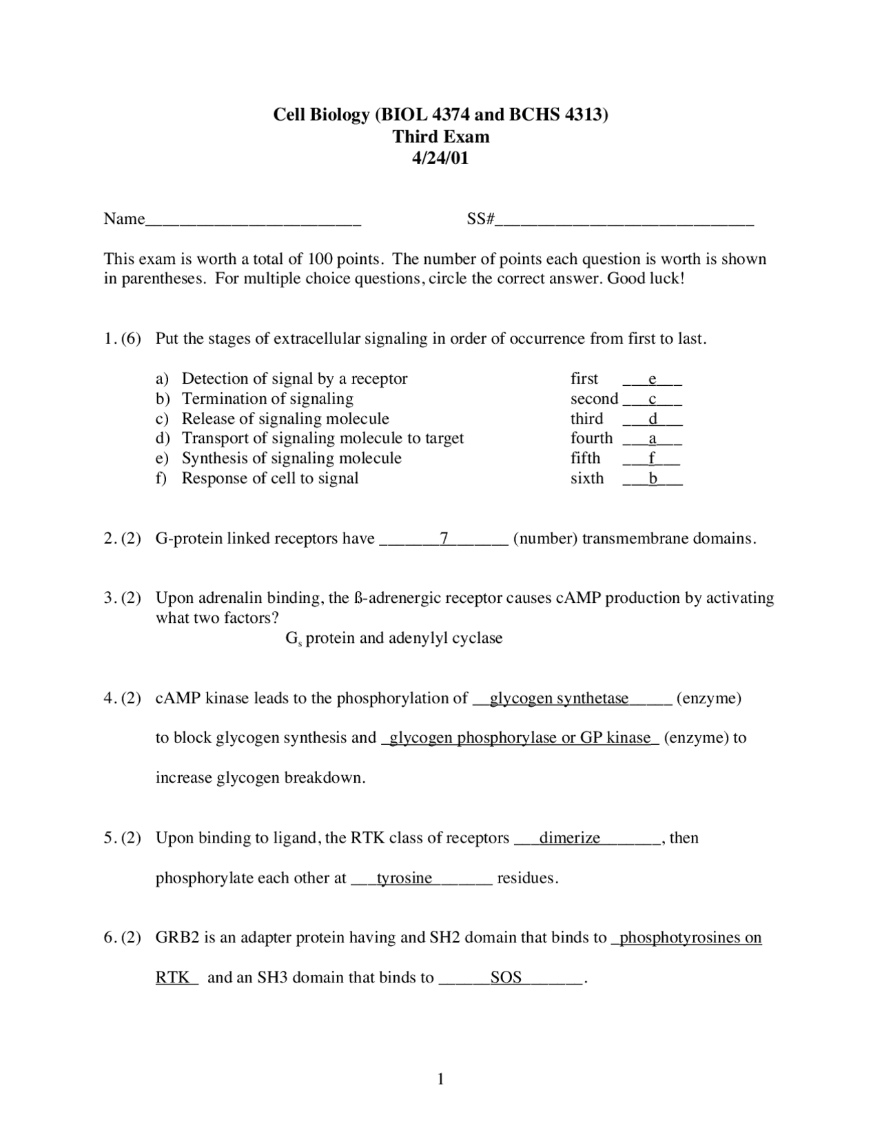 38 Problems On Phosphorylation In Cell Biology Exam 4 Biol 4374