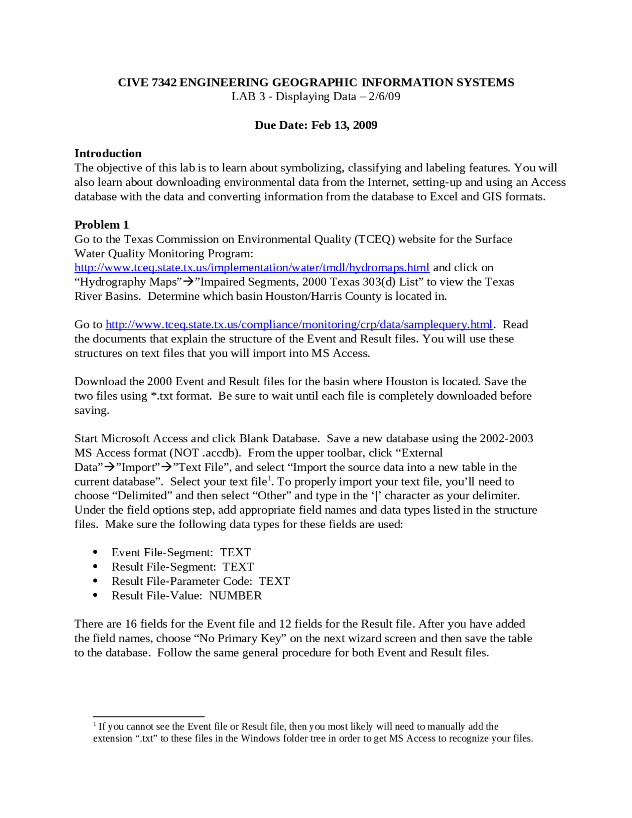 Lab 3 Engineering Geographic Information Systems Cive 7342 Docsity
