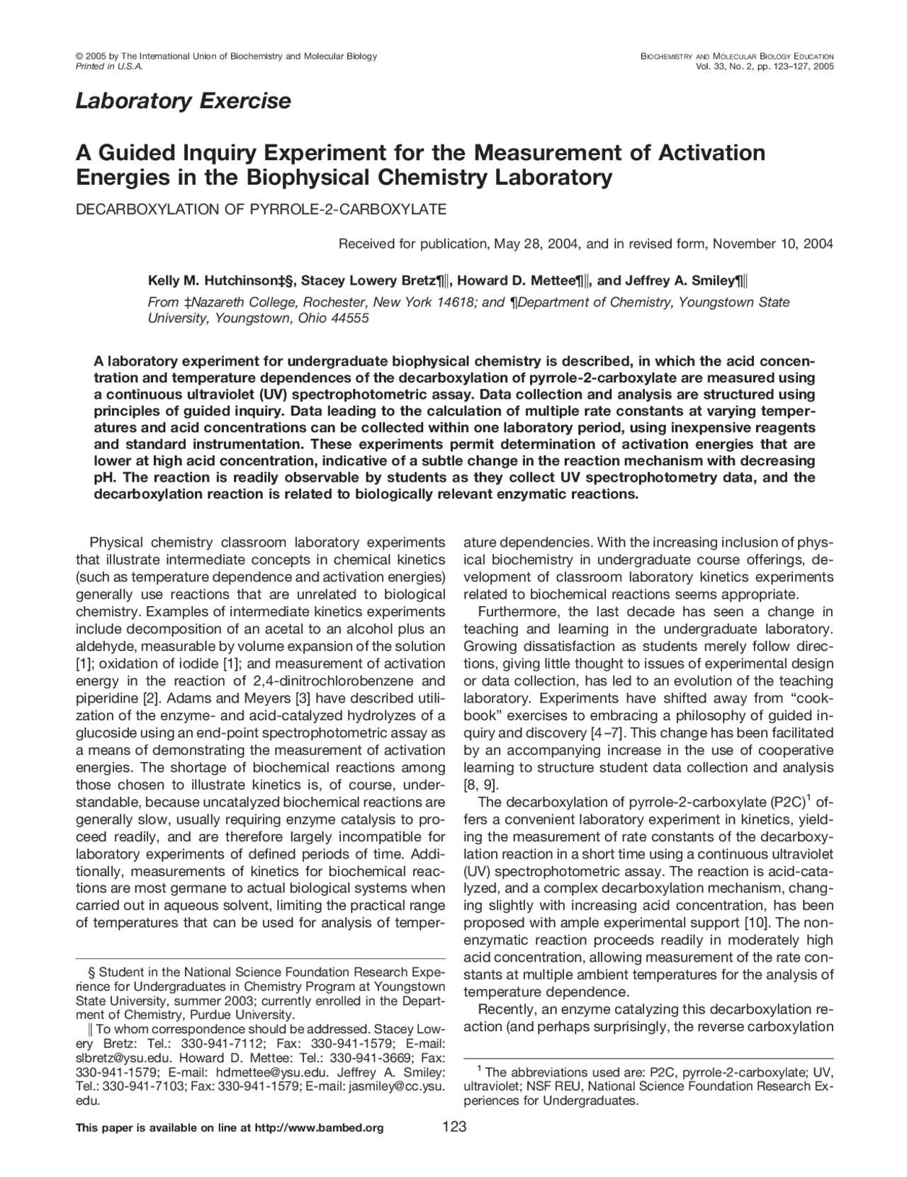 A Guided Inquiry Experiment for the Measurement of Activation Energies ...