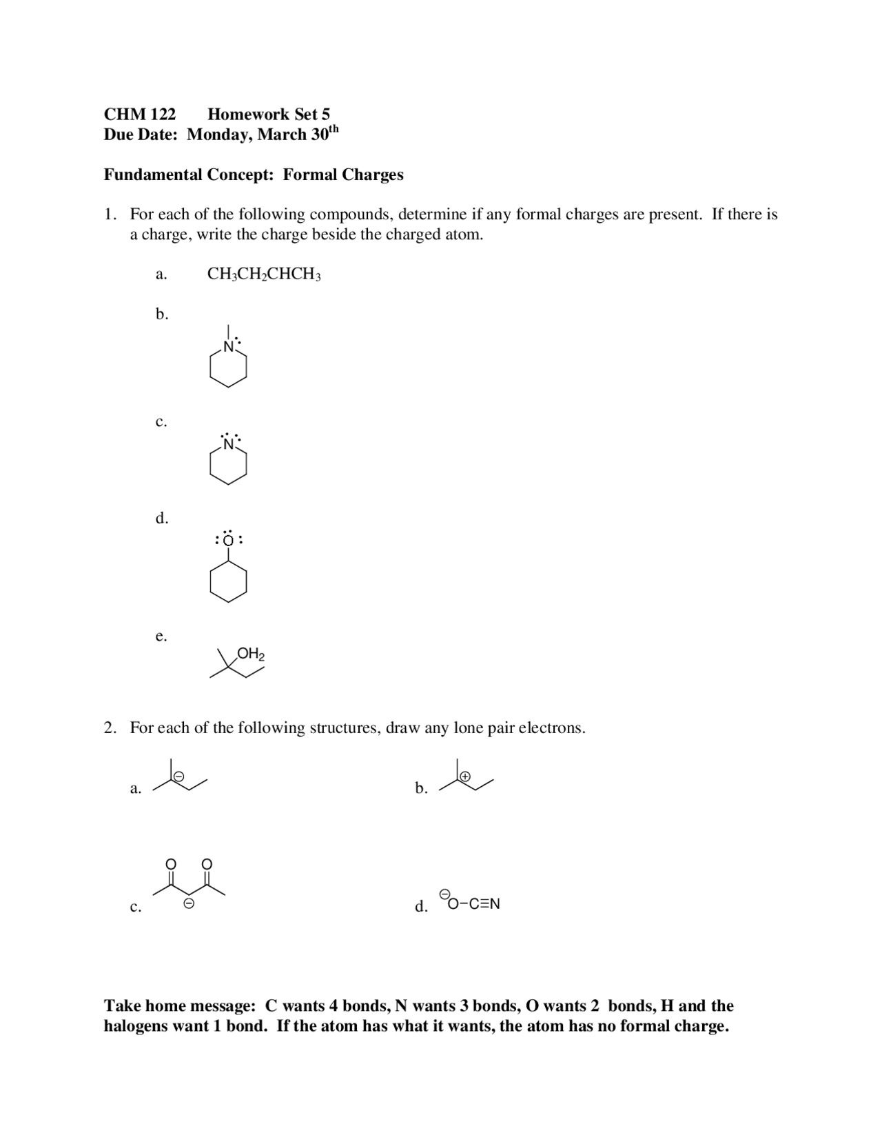 Homework 5 - Fundamental Concepts of Formal Charges - Organic Chemistry ...