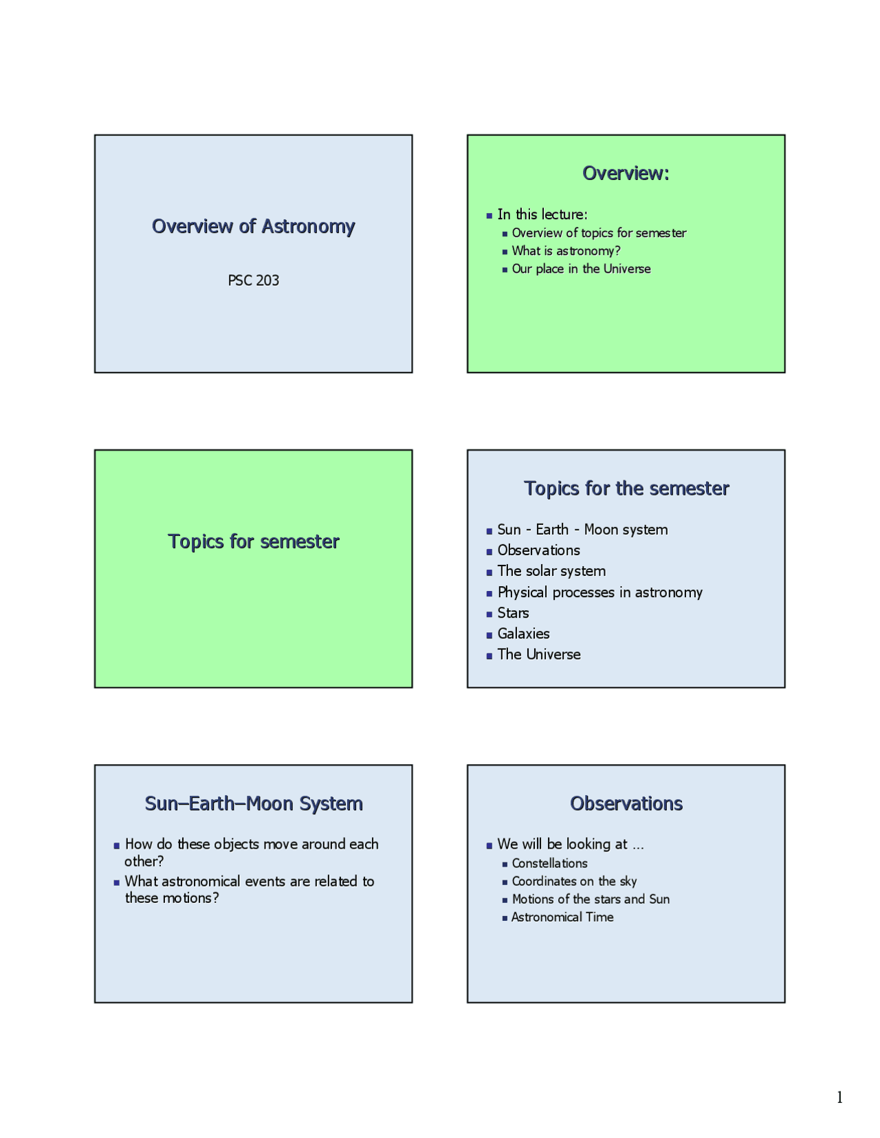 Overview of Astronomy - Lecture Slides | PSC 203 | Study notes ...