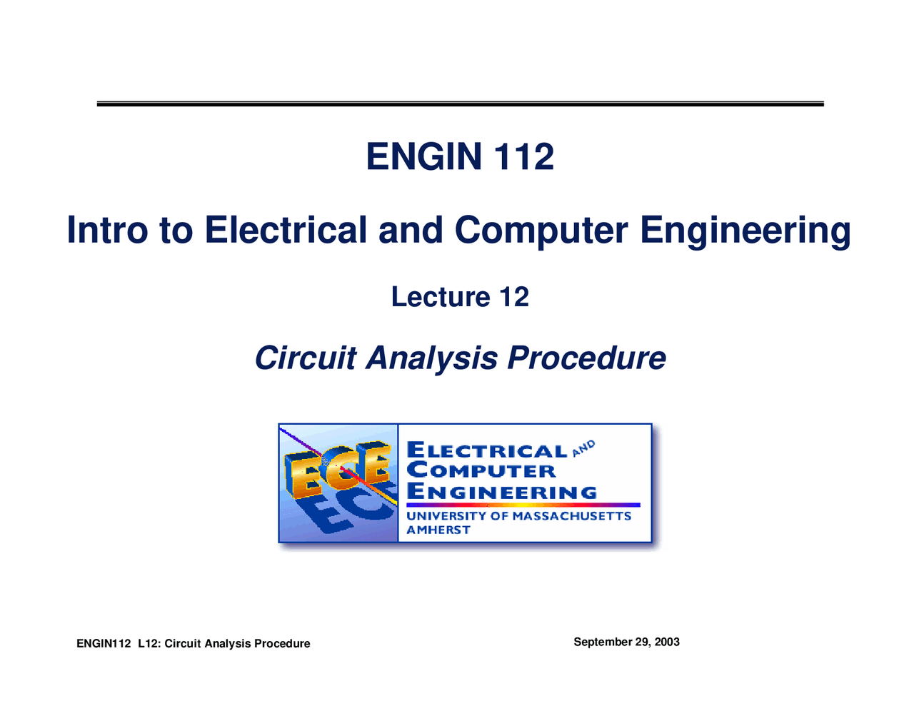 Circuit Analysis Procedure Lecture Slides Engin 112 Docsity