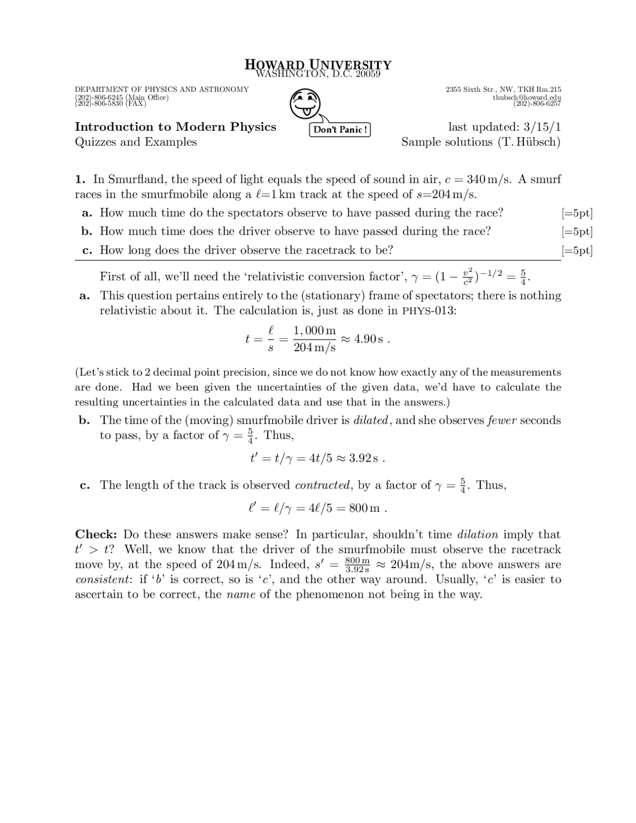 Solutions For Quiz 1 Introduction To Modern Physics Phys 015 Docsity