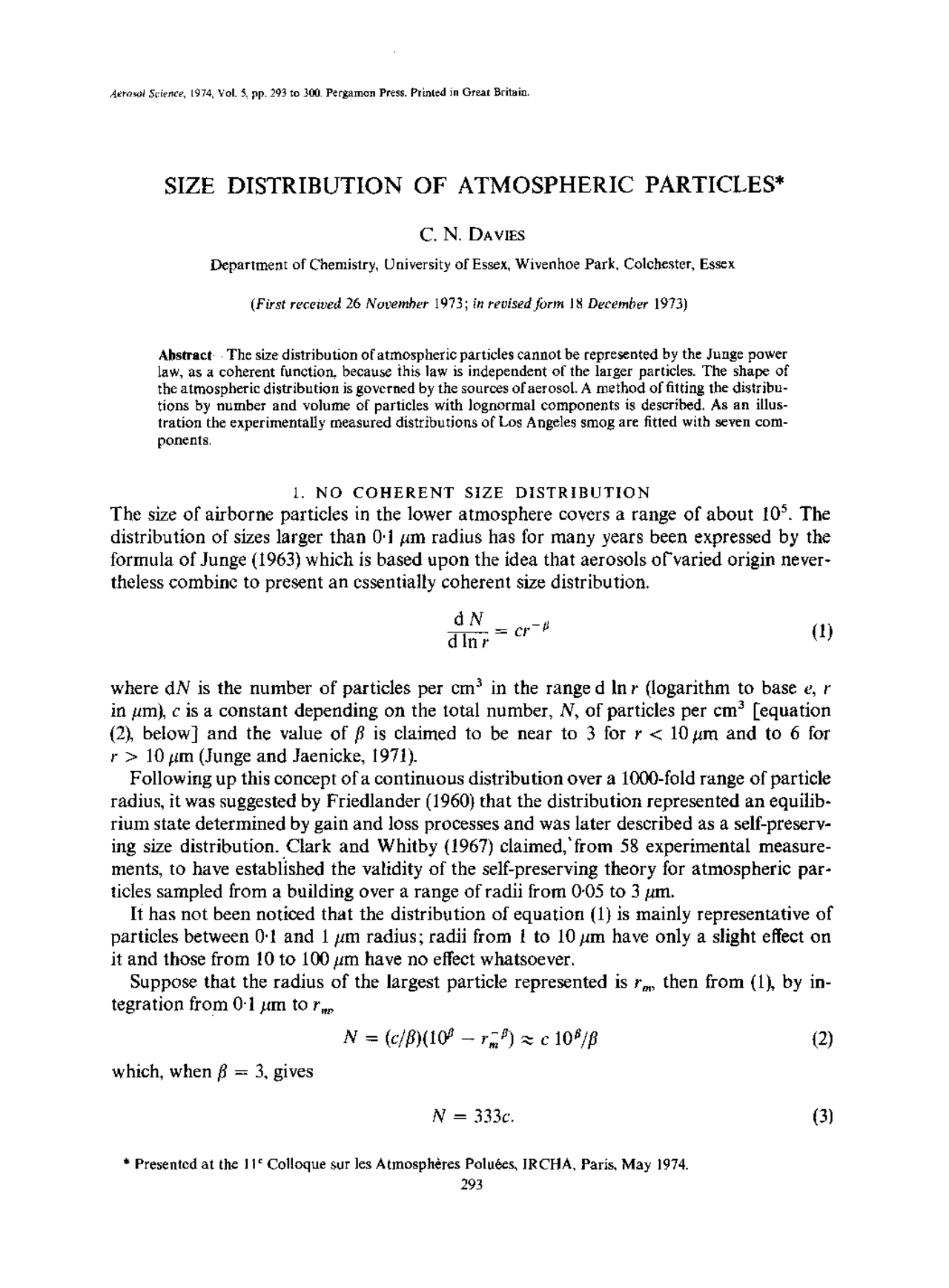 Problems Microphysics Size Distribution Of Atmospheric Particles